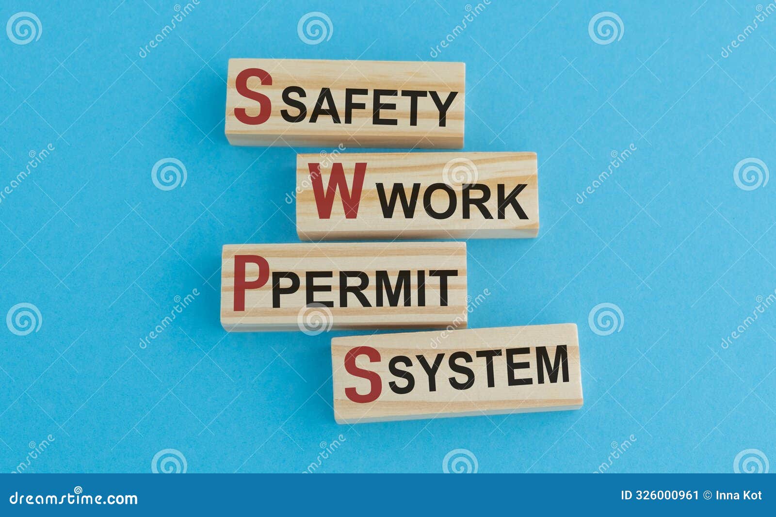 Safety Work Permit System Text on Wooden Block on Blue Background ...