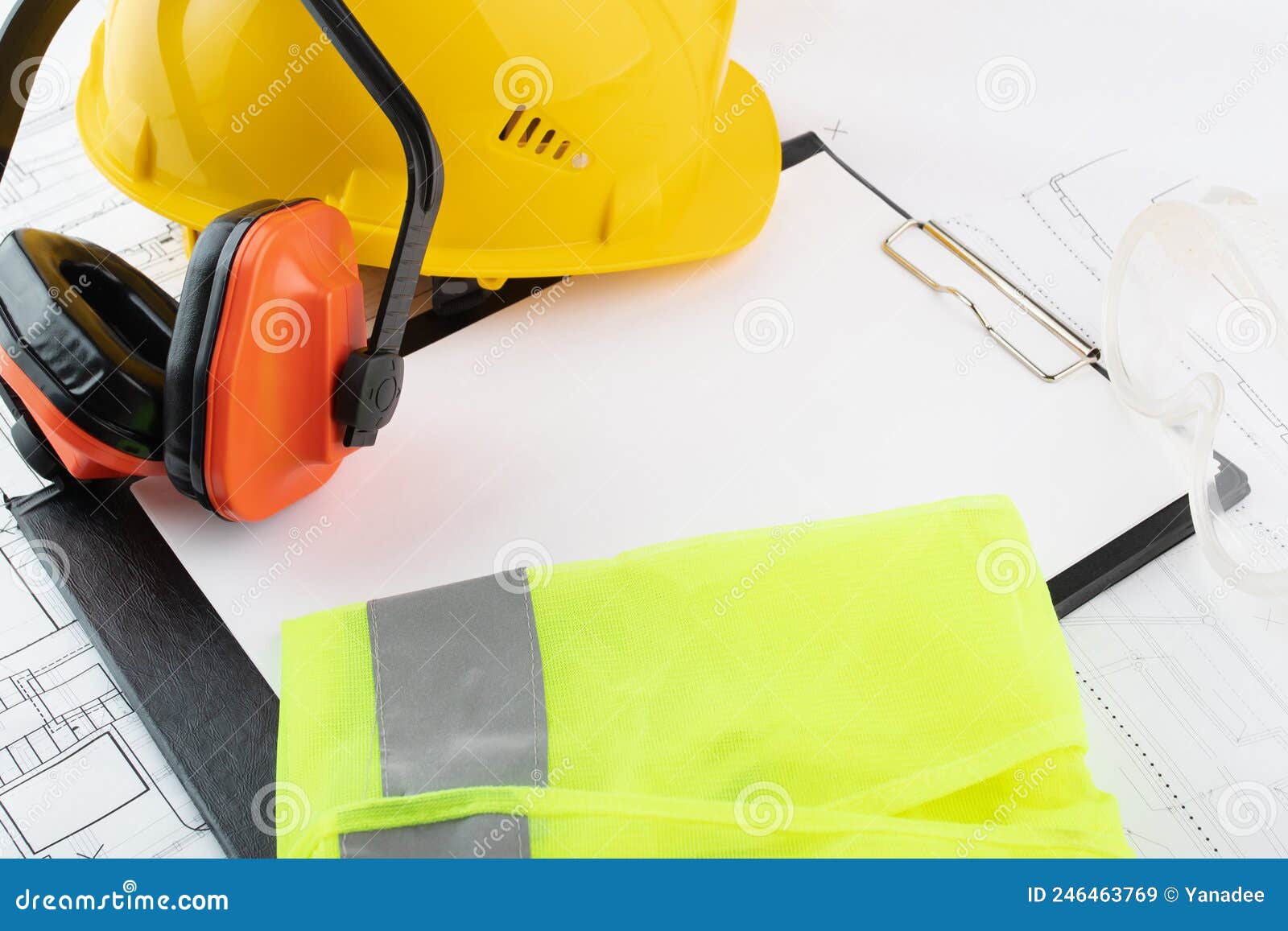 Safety Work Protective Accessories, Clipboard Text Mockup, Occupational ...