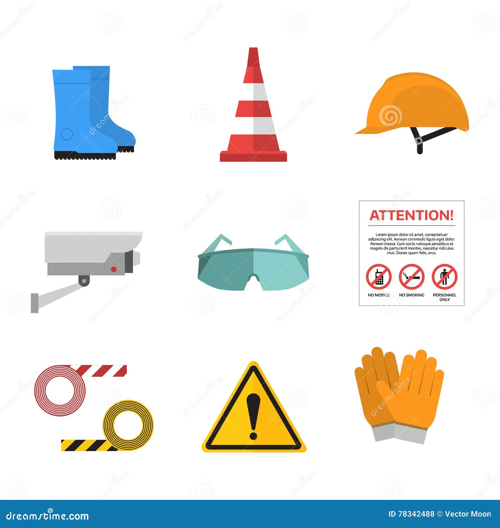 Safety Work Vector Icons Flat Style Stock Vector - Illustration of ...
