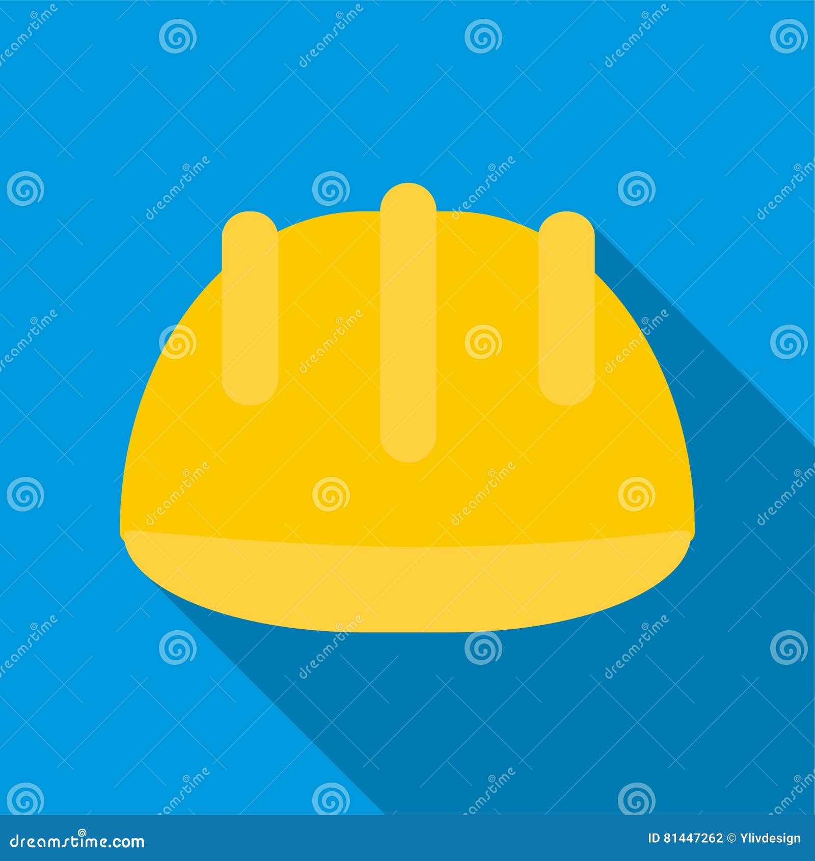 Safety Yellow Helmet Icon, Flat Style Stock Vector - Illustration of ...
