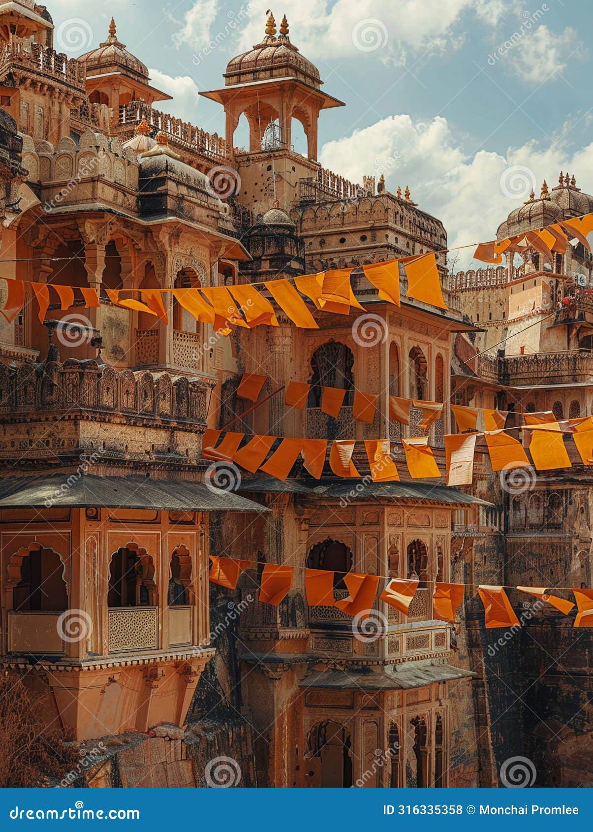 Saffron Banners Flutter Over a Citadel, Its Walls Painted with ...