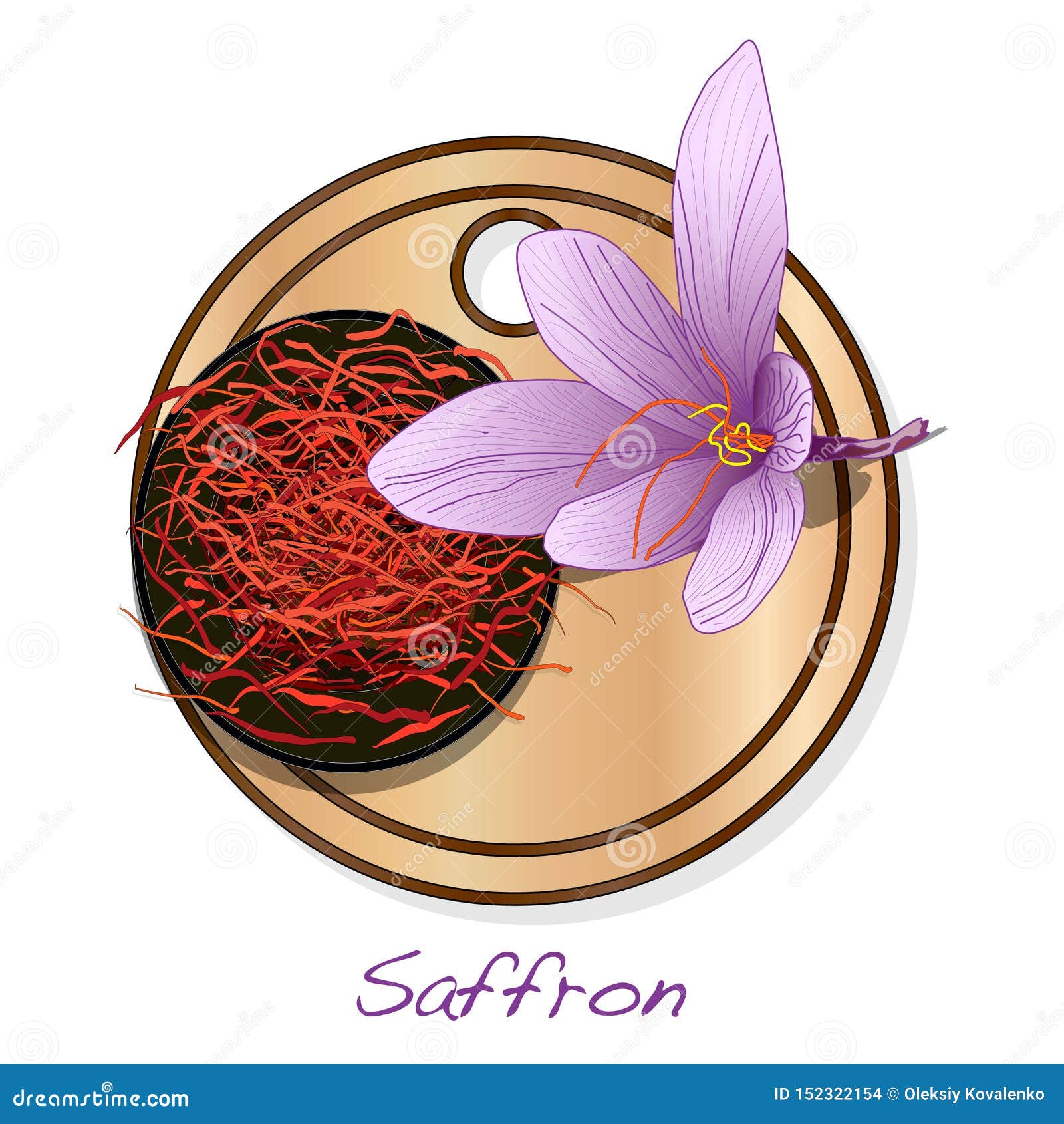 Saffron Flower on the Dish Illustration Set. Vector Isolated Stock ...