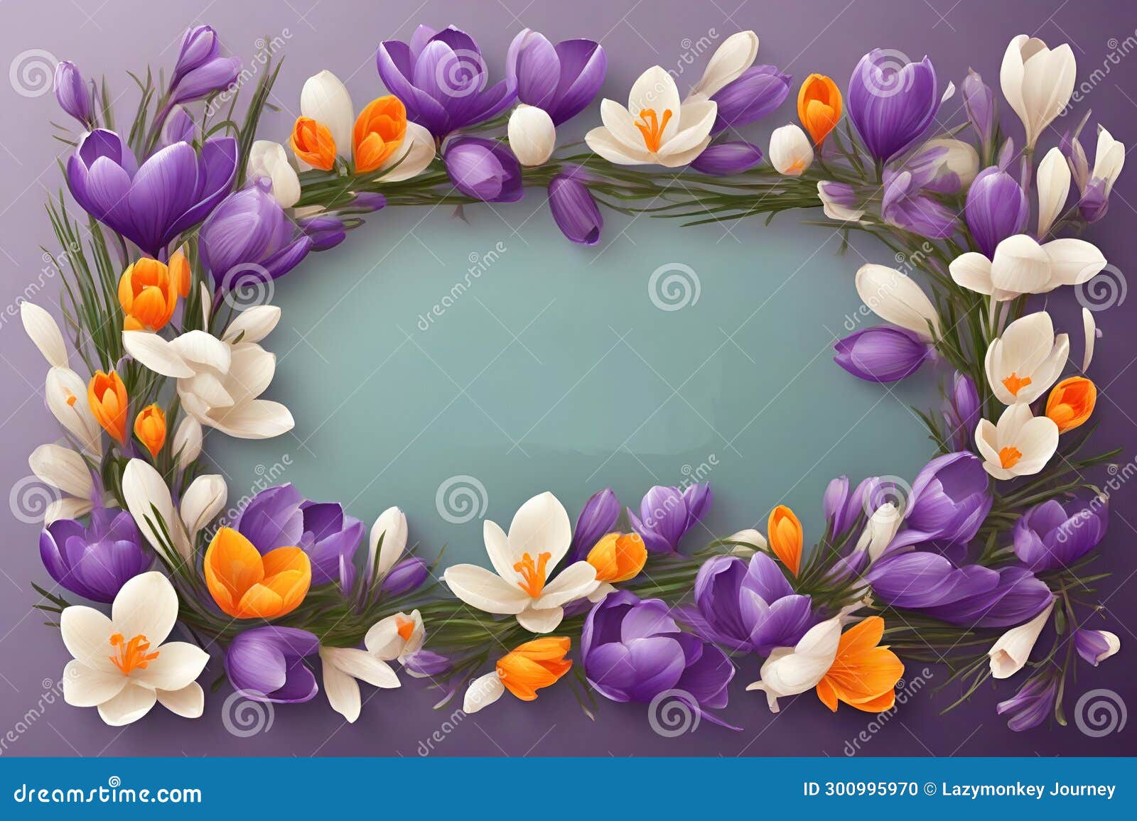 Saffron Flowers Crocus Blossom Spring Frame Border Stock Illustration ...