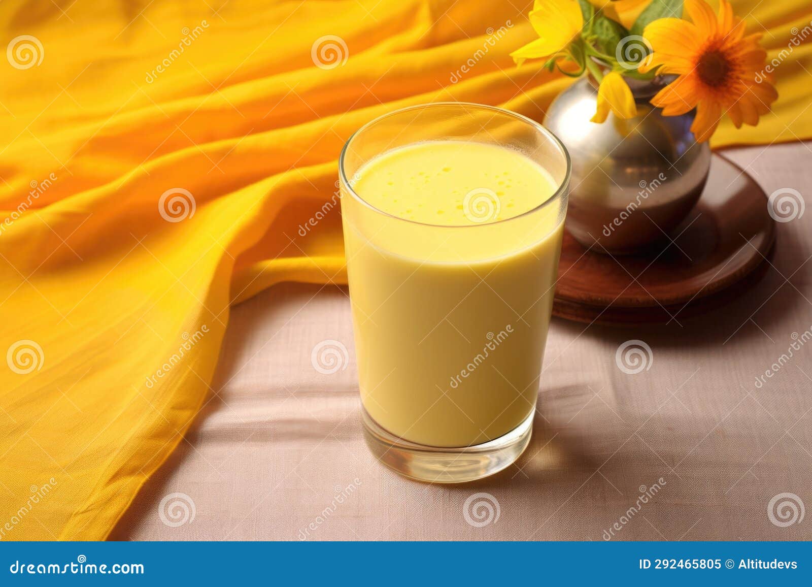 Saffron-infused Mango Lassi on a Plain Beige Mat Stock Image - Image of ...