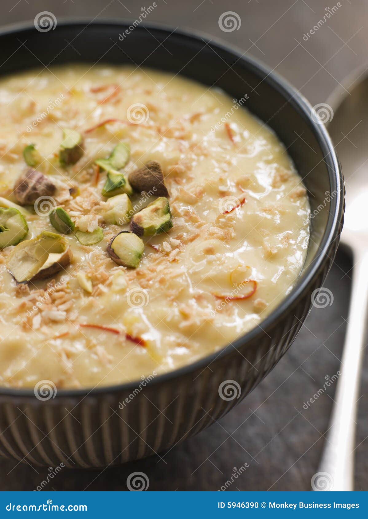 Saffron Pistachio and Coconut Rice Pudding Stock Photo - Image of ...