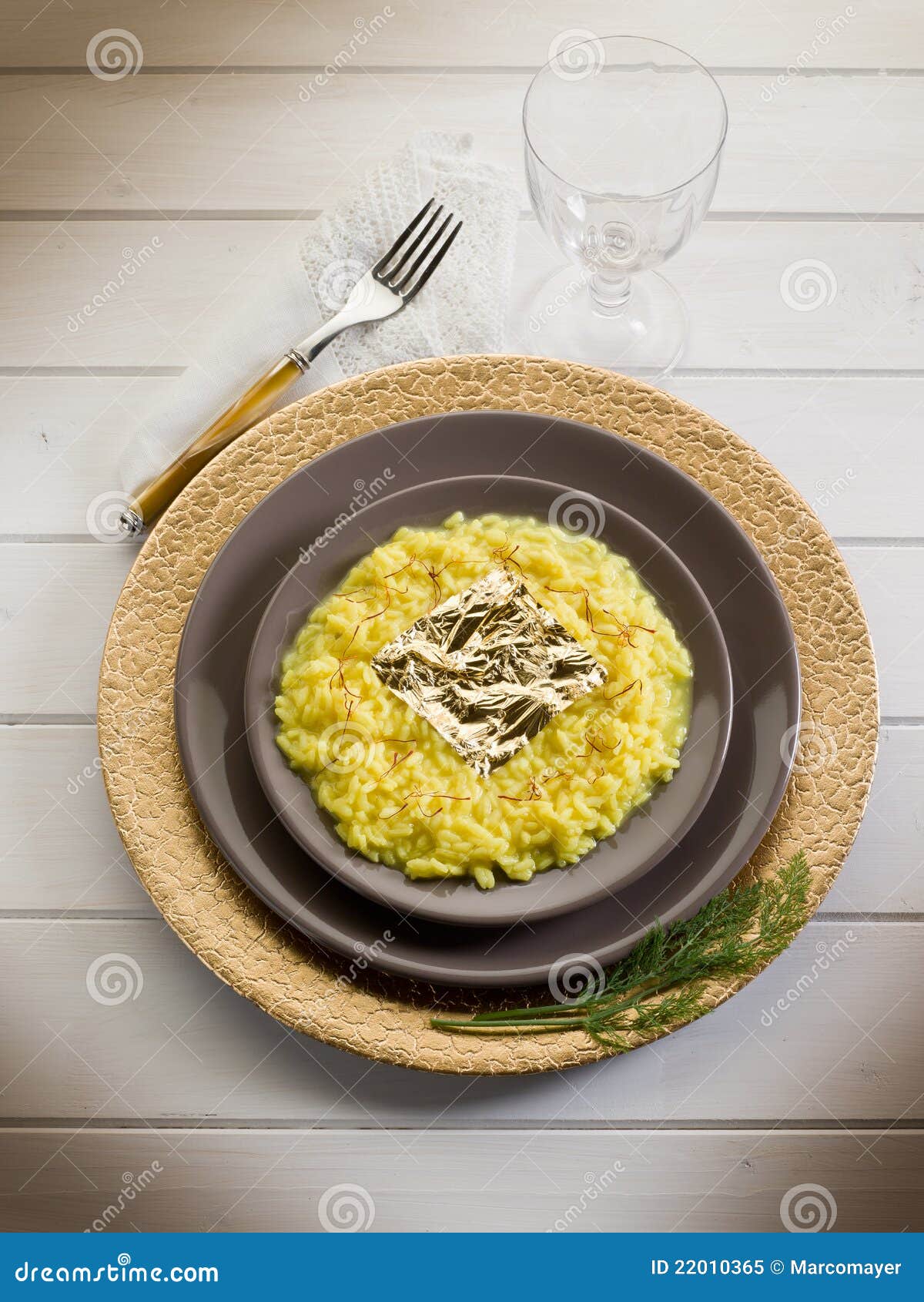Saffron Risotto with Gold Leaf Stock Image - Image of healthy, cheese ...