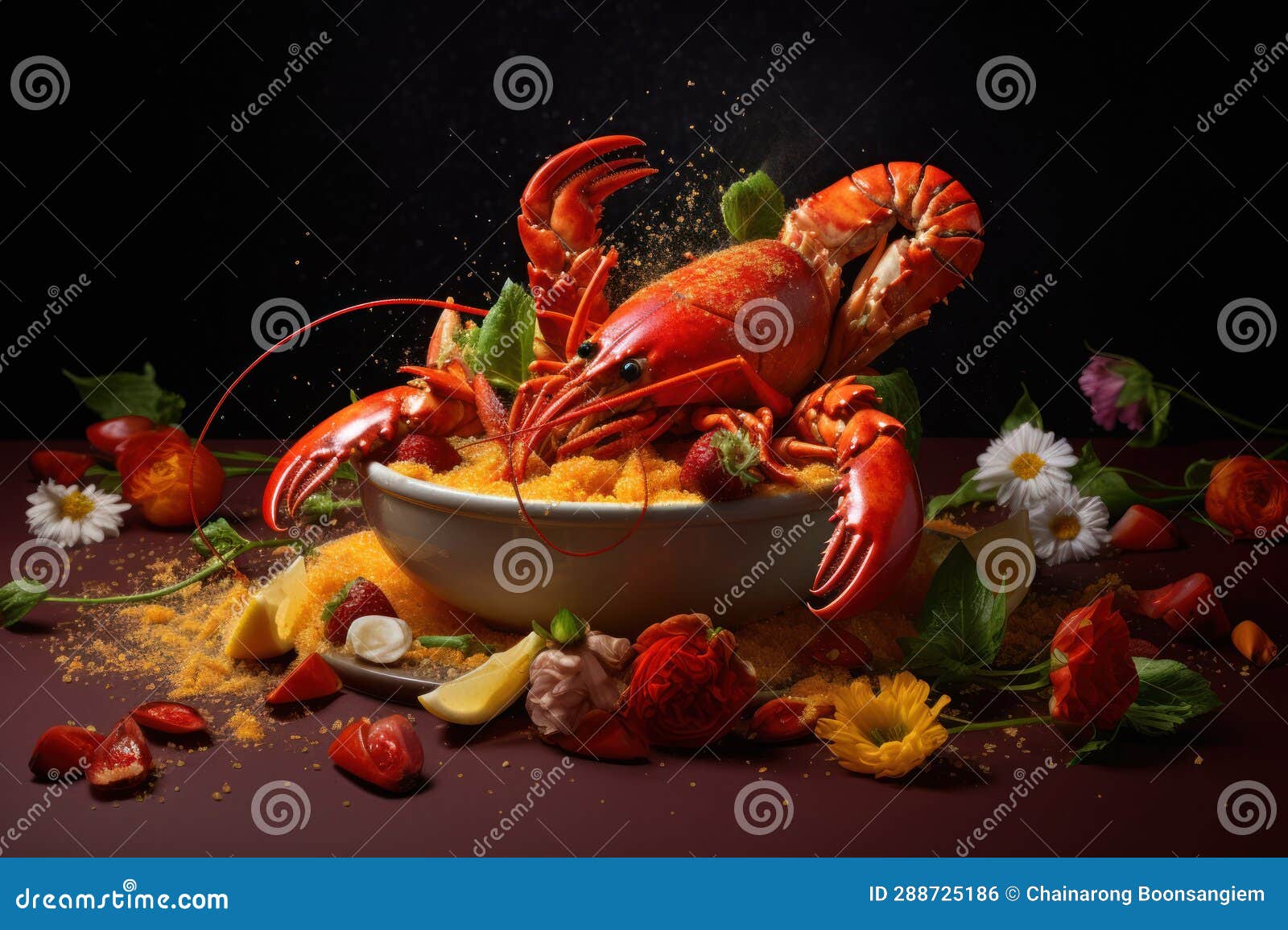 Saffron Risotto with Lobster Stock Illustration - Illustration of dish ...