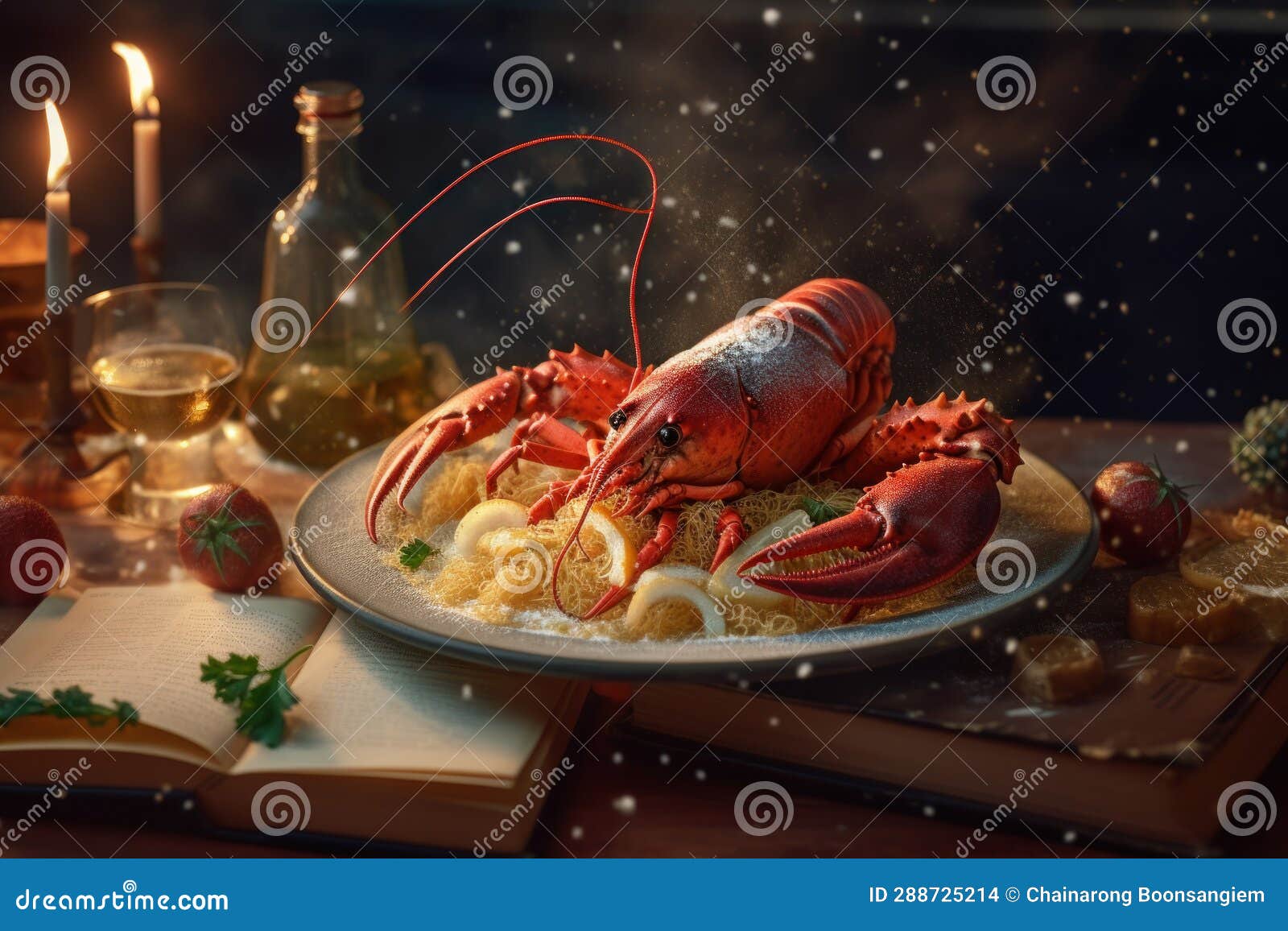 Saffron Risotto with Lobster Stock Illustration - Illustration of fine ...