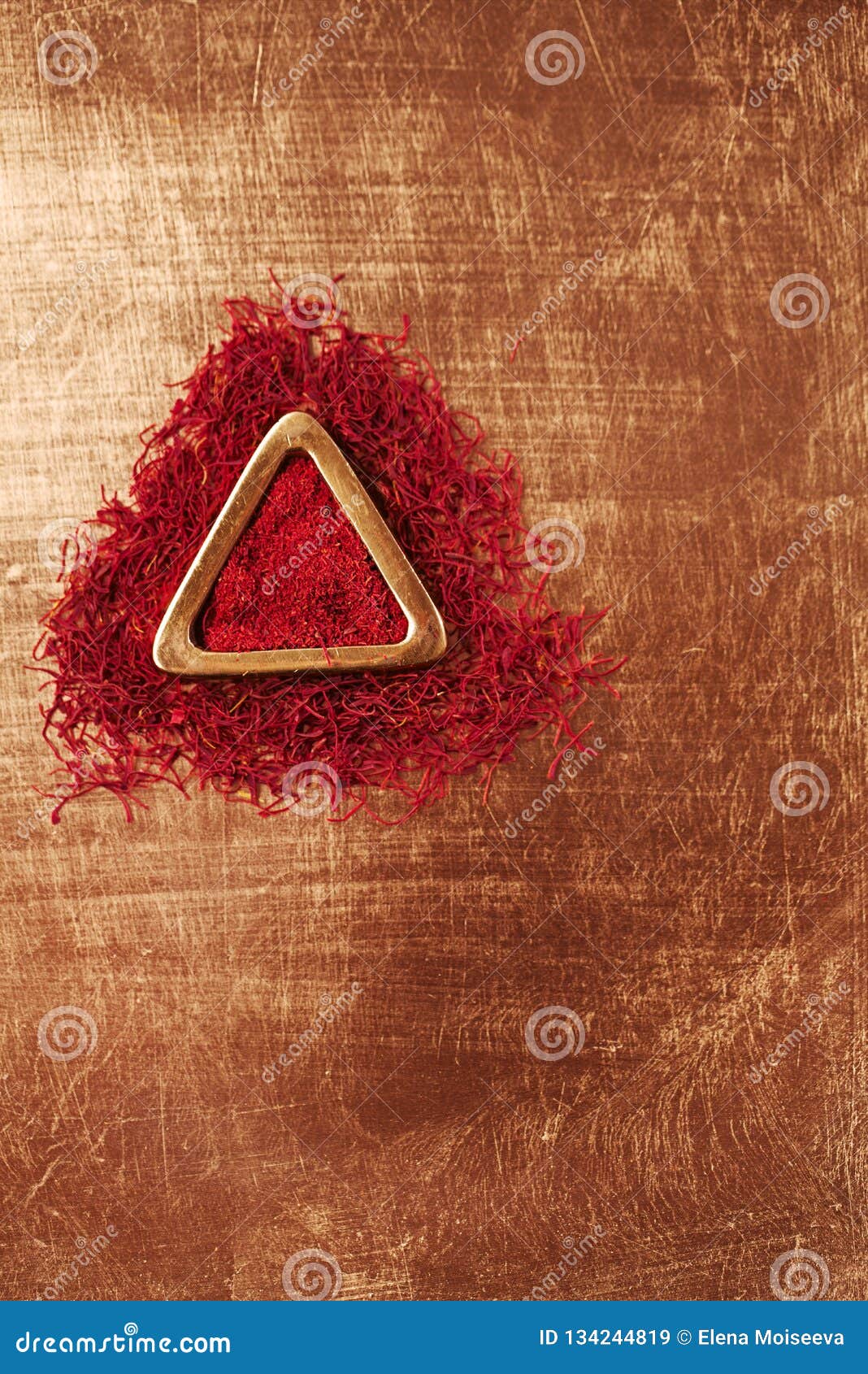 Saffron Space Threads and Powder in Golden Case Stock Image - Image of ...
