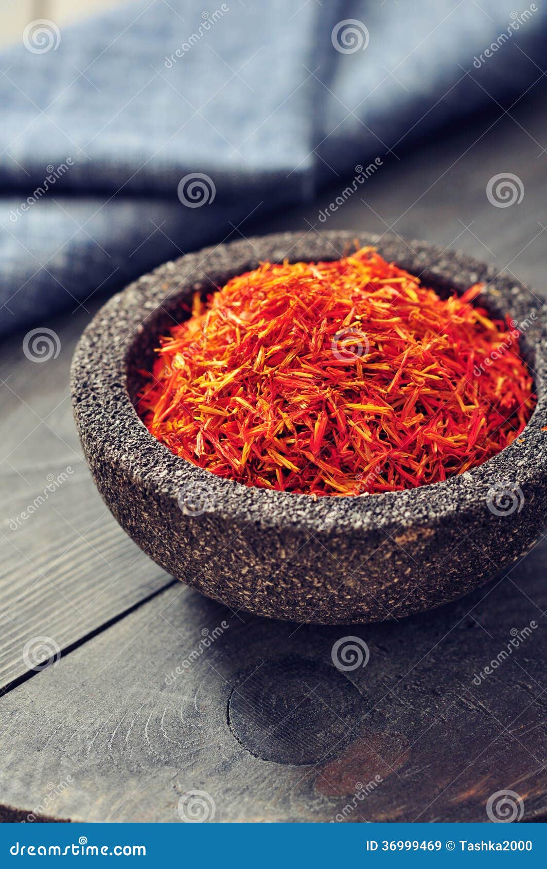 Saffron in stone bowl stock image. Image of orient, flavor - 36999469