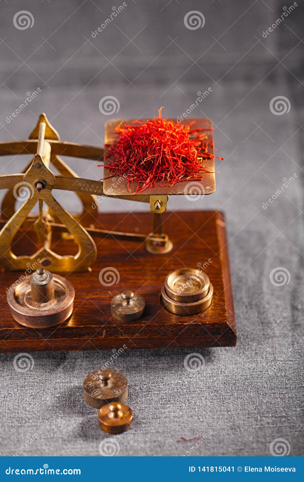 Saffron Treads with Vintage Postal Scale Stock Image - Image of herb ...