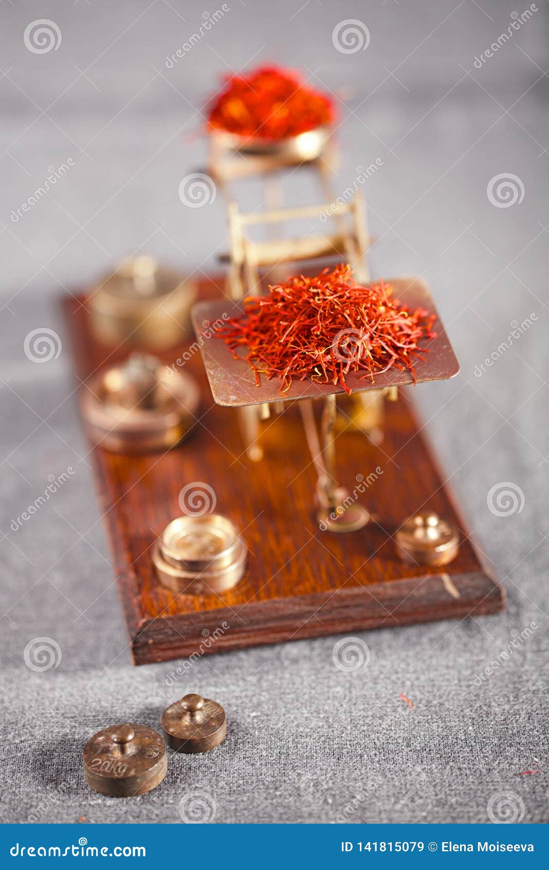 Saffron Treads with Vintage Postal Scale Stock Image - Image of closeup ...