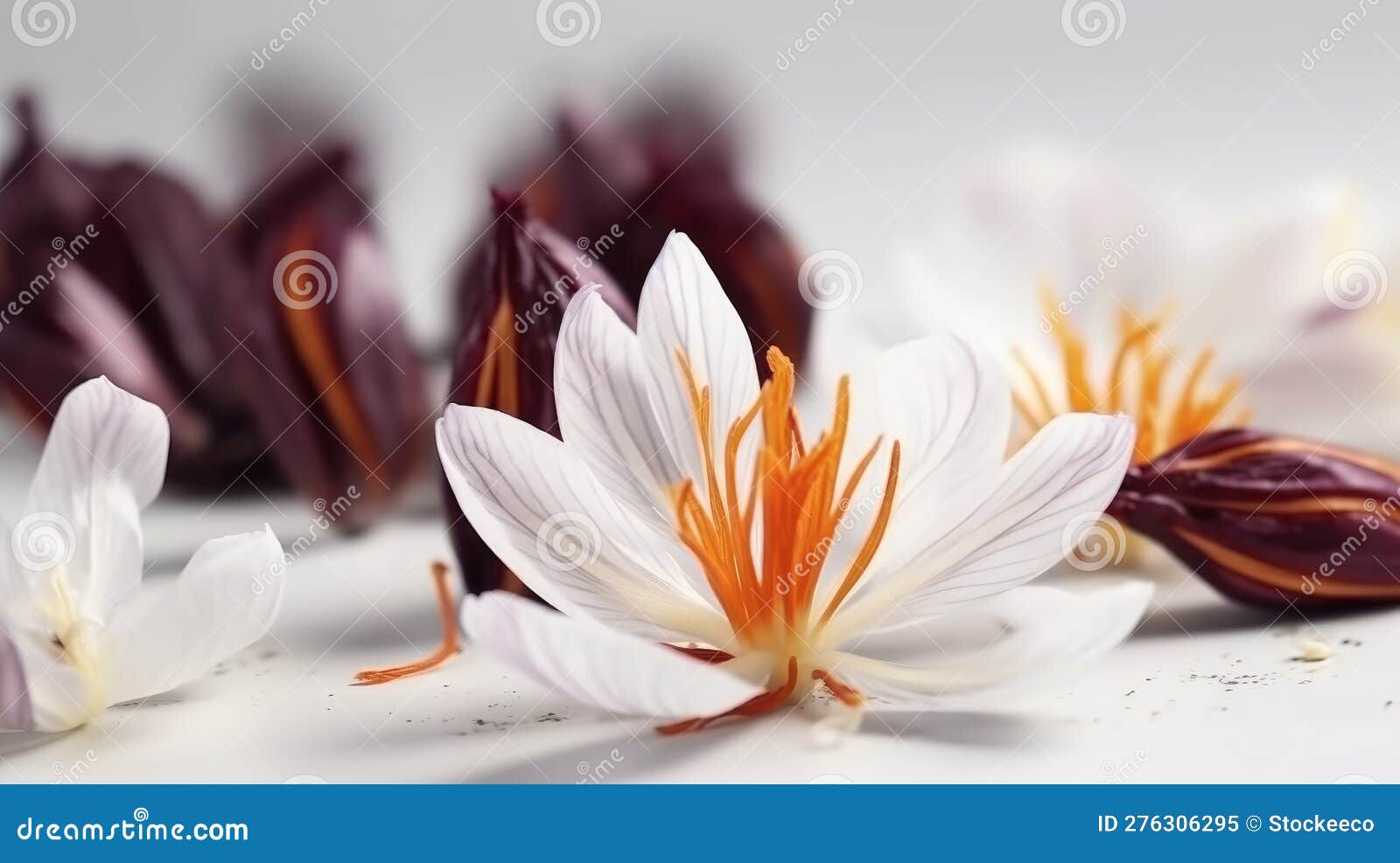 Saffron and White Petals on Light Background Stock Image - Image of ...