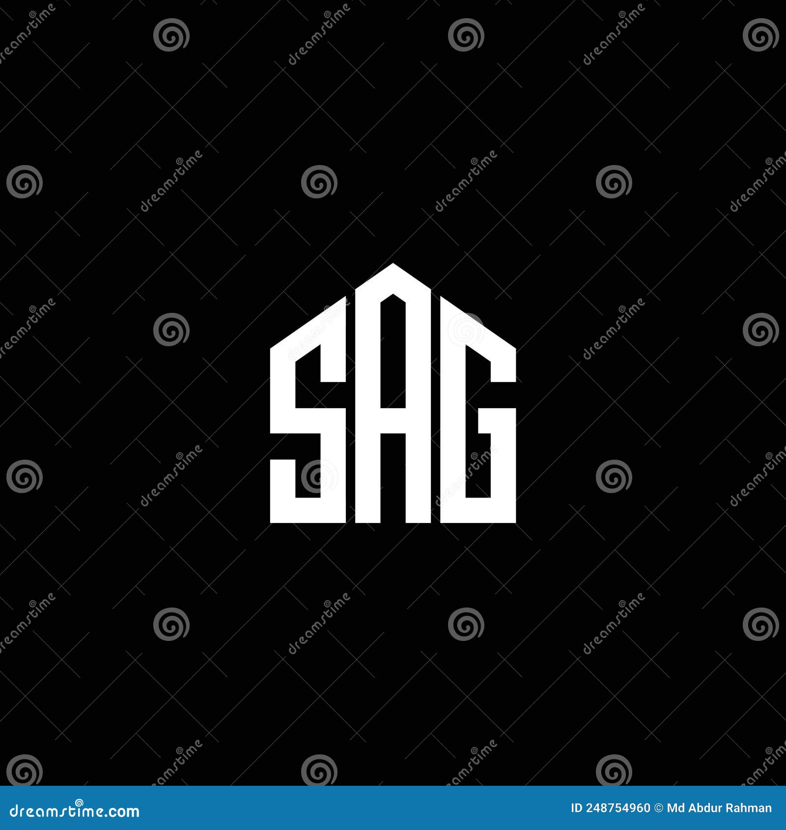 SAG Letter Logo Design on BLACK Background. SAG Creative Initials ...
