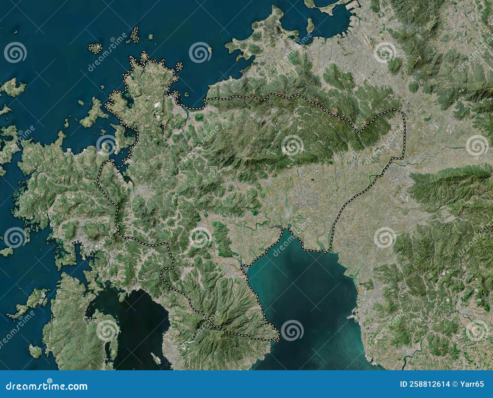 Saga, Japan. High-res Satellite. No Legend Stock Photo - Image of ...