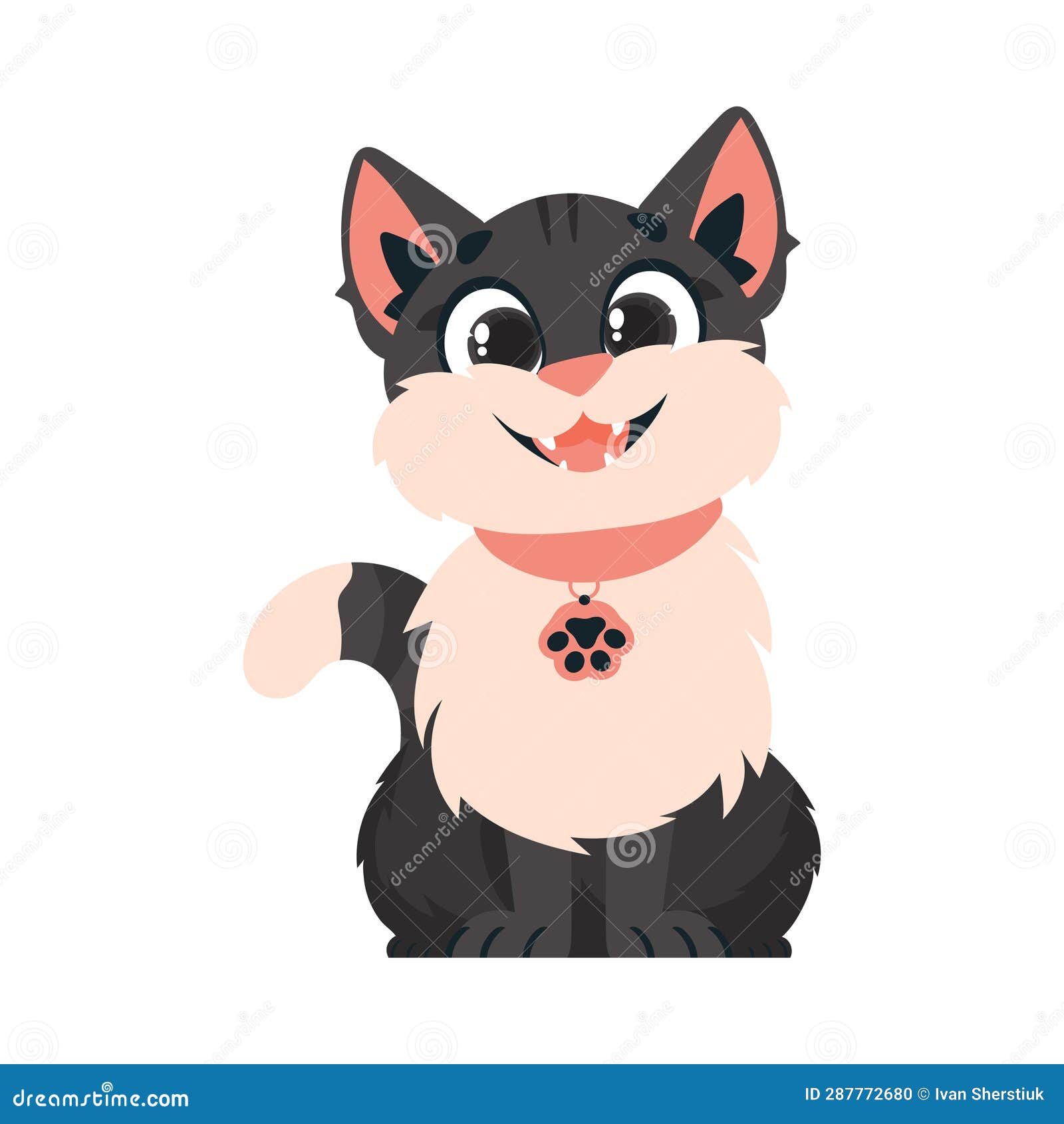 Sagaciouslybeat Dim Cat. Grinning Cat. Cartoon Style, Vector ...