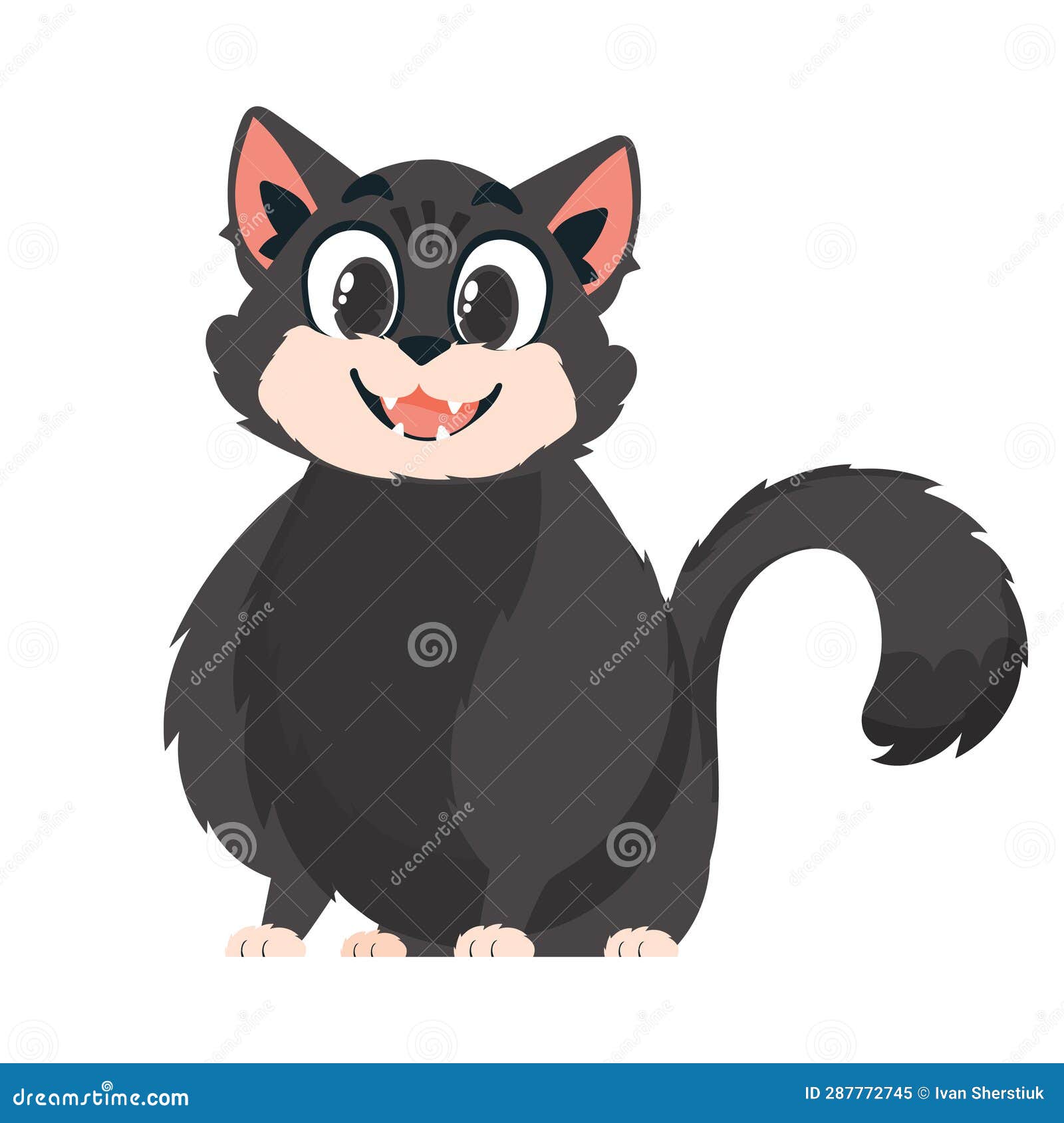 Sagaciouslybeat Dim Cat. Grinning Cat. Cartoon Style, Vector ...