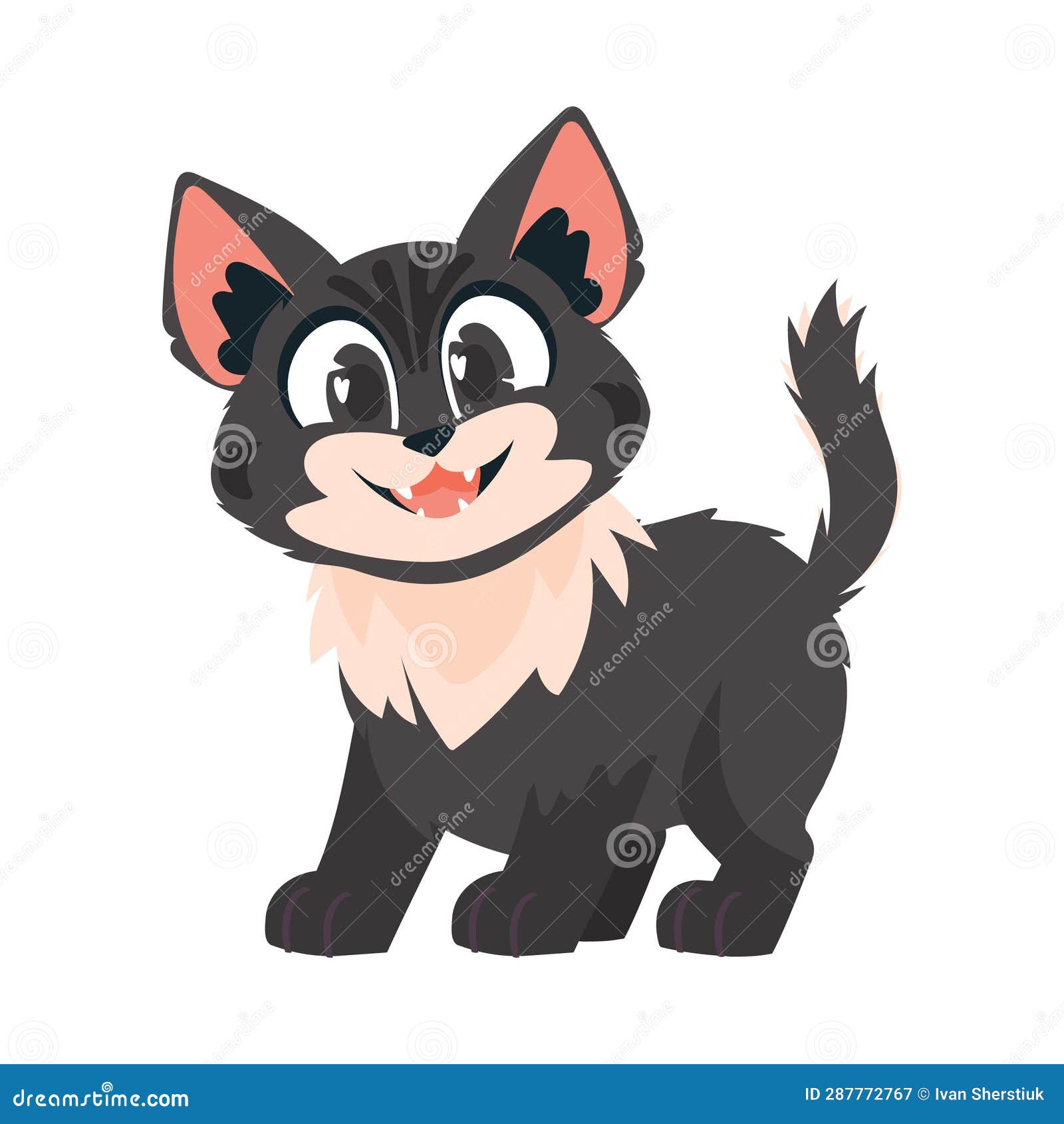 Sagaciouslybeat Dim Cat. Grinning Cat. Cartoon Style, Vector ...