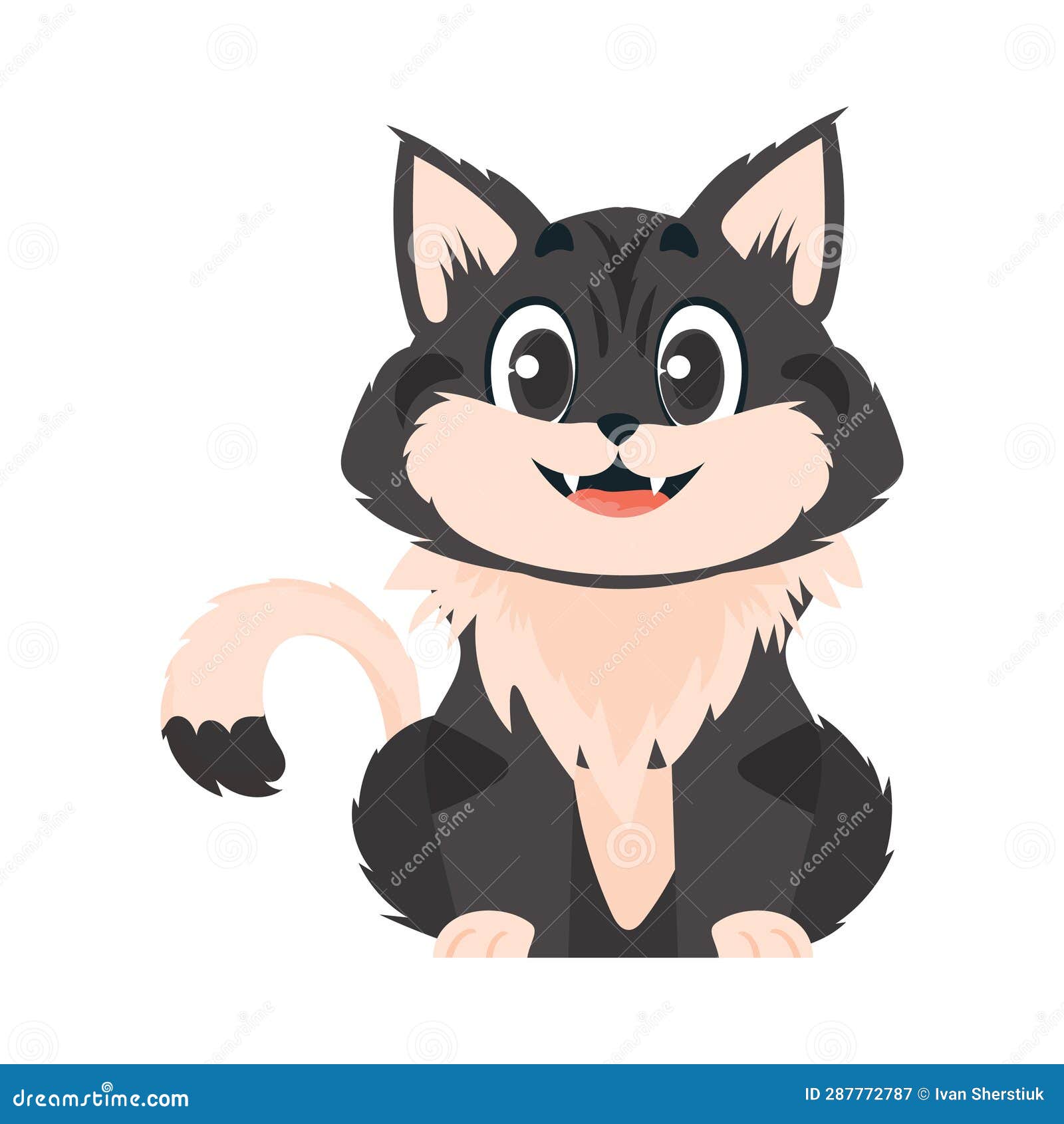 Sagaciouslybeat Dim Cat. Grinning Cat. Cartoon Style, Vector ...