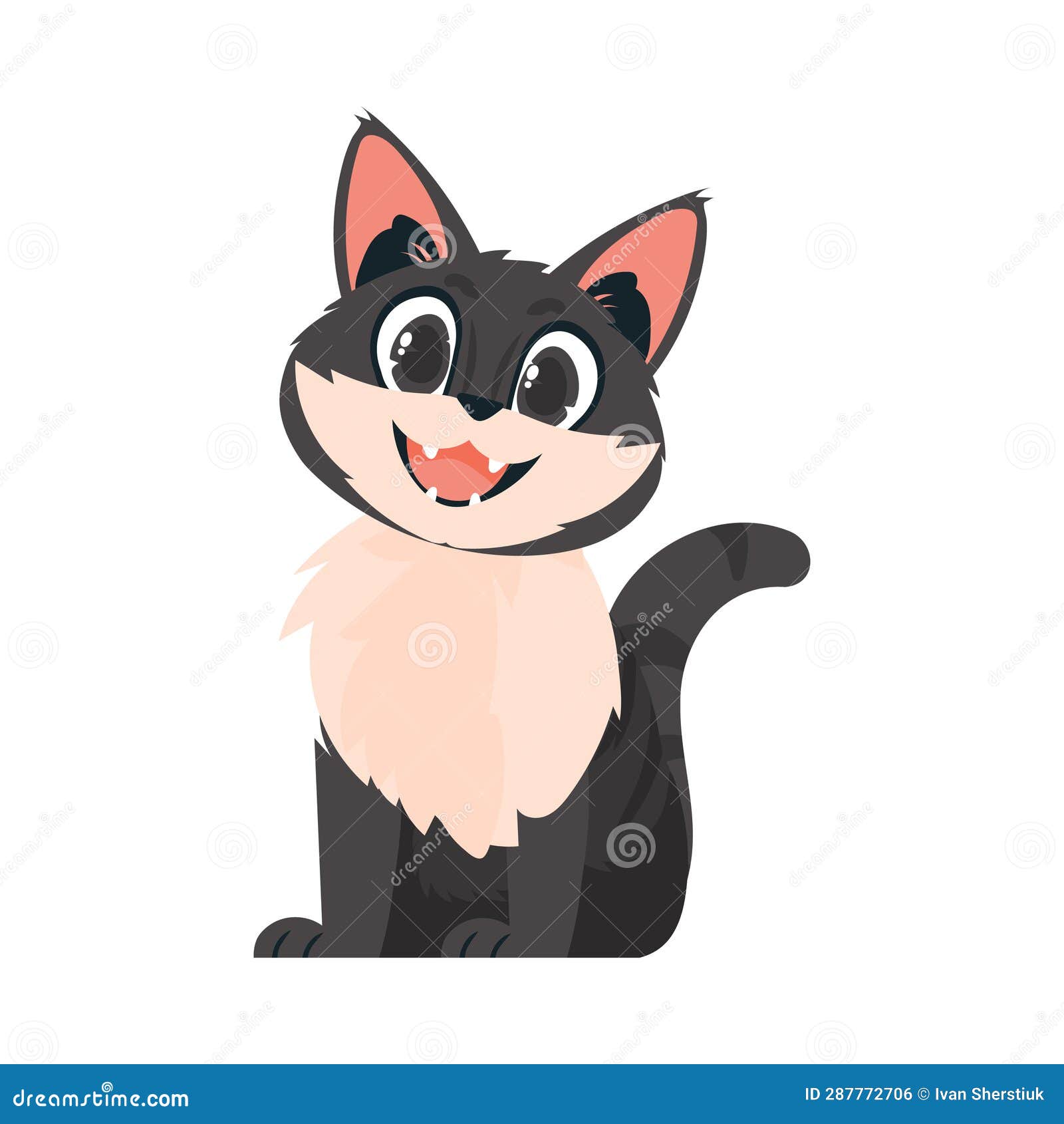 Sagaciouslybeat Dim Cat. Smiling Cat. Cartoon Style, Vector ...