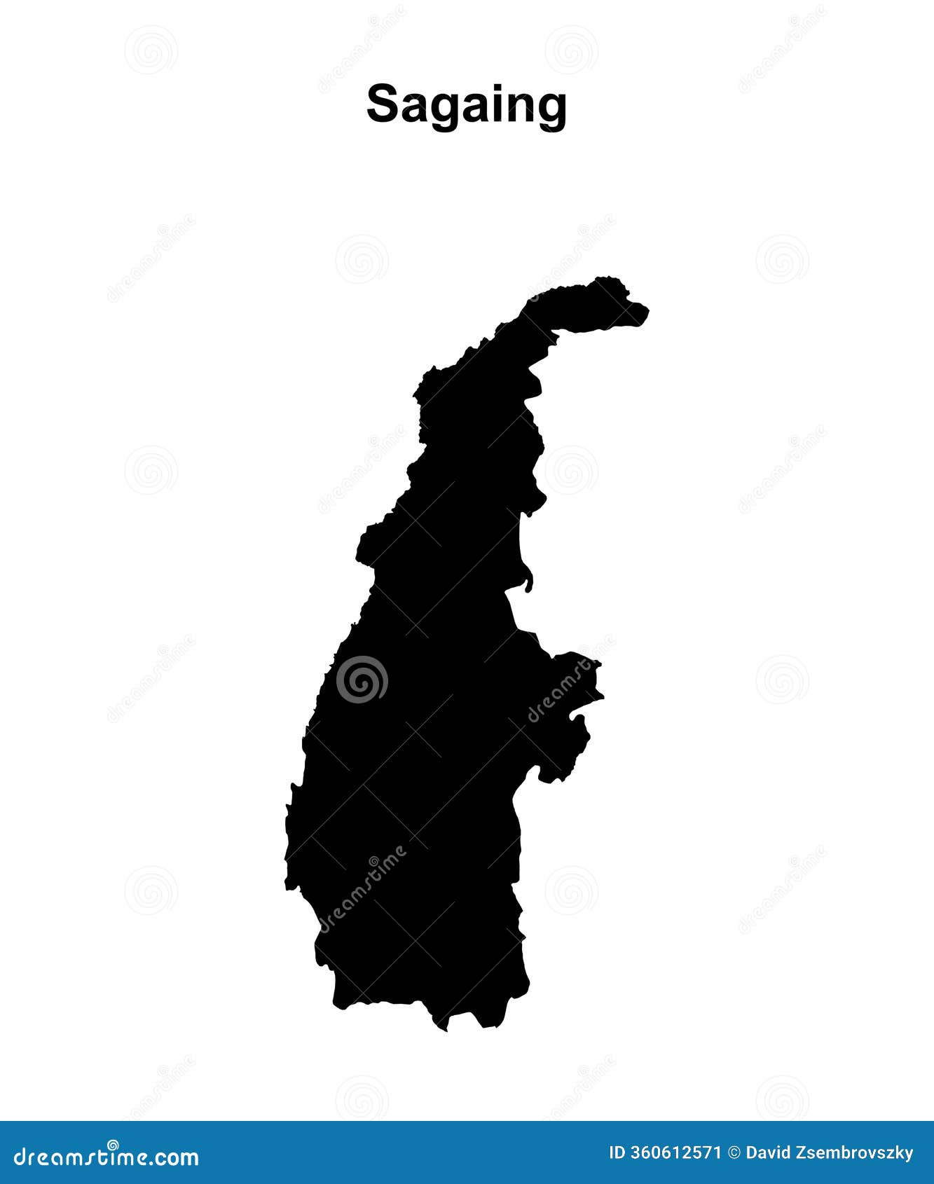 Sagaing outline map stock illustration. Illustration of vector - 360612571