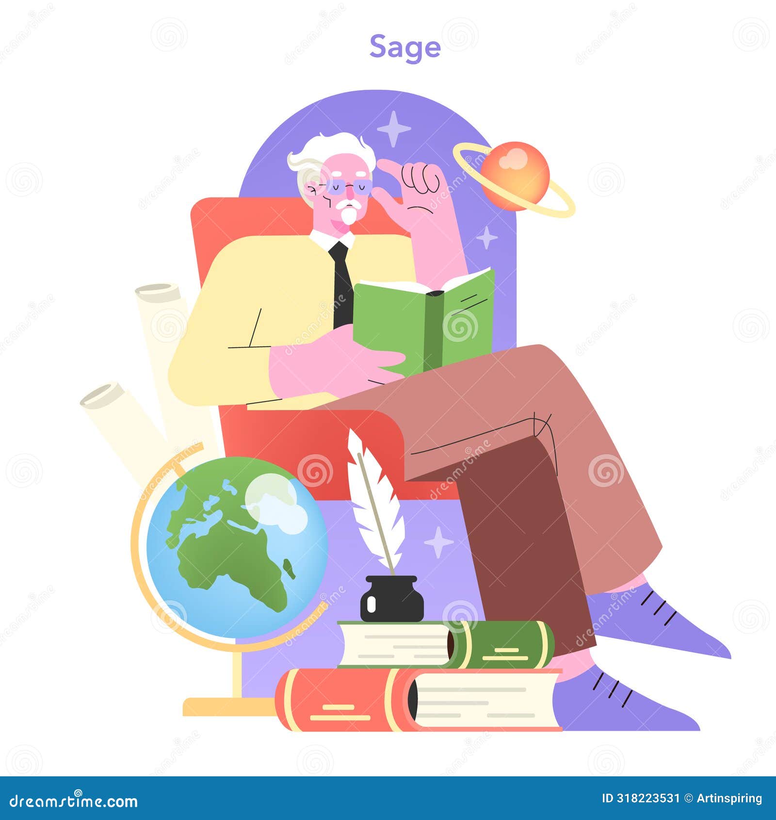 Sage Archetype Illustration. Enlightening Vector Stock Vector ...