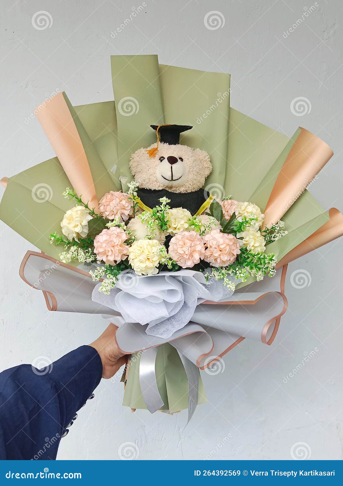 Sage graduation bouquet stock image. Image of table - 264392569