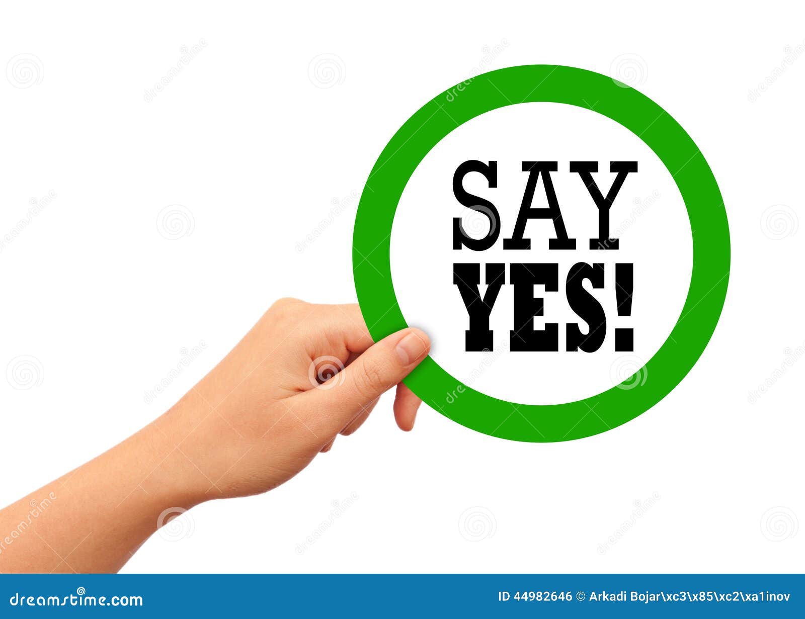 Sagen Sie ja Zeichen stockfoto. Bild von abbildung, optimismus - 44982646
