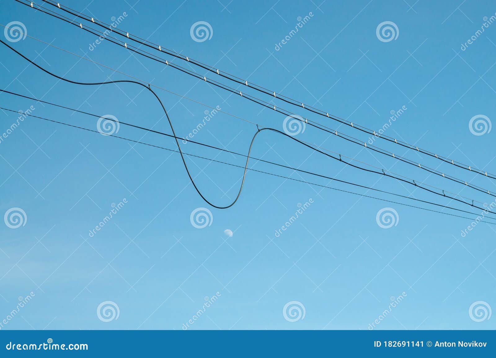 Sagging electrical wires stock image. Image of high - 182691141