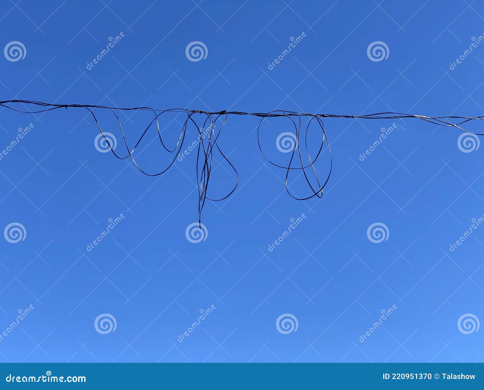 Sagging Wire Against the Blue Sky Stock Photo - Image of voltage ...