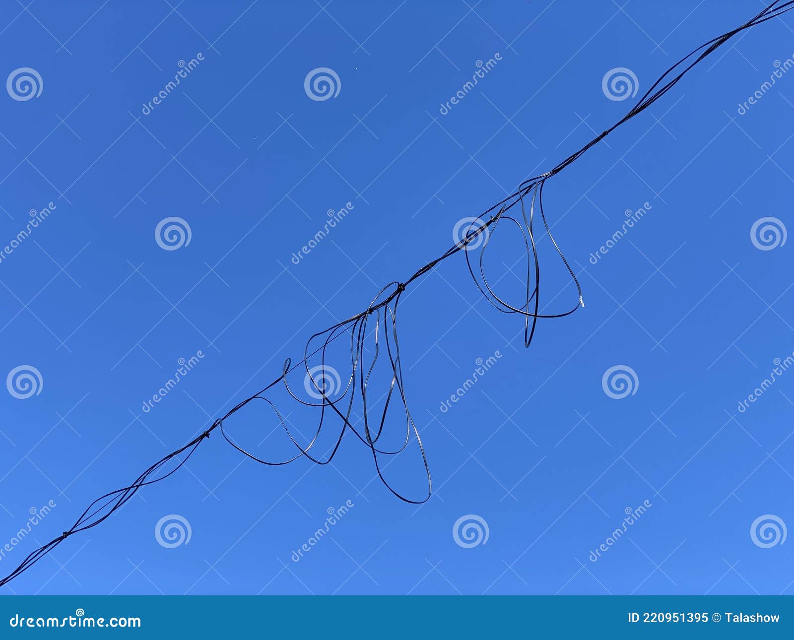 Sagging Wire Against the Blue Sky Stock Image - Image of cable, view ...