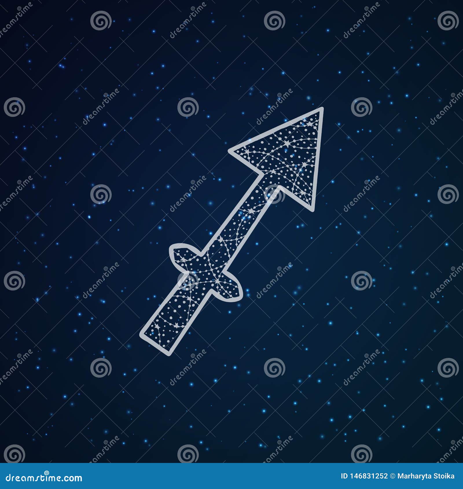 Astrological Sagittarius Zodiac Sign One Line Drawing Vector