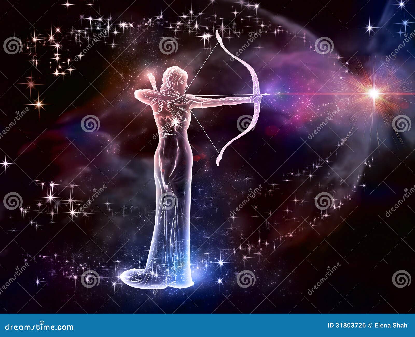 Sagittarius Zodiac Sign Artwork Beautiful Girl Face Horoscope Symbol