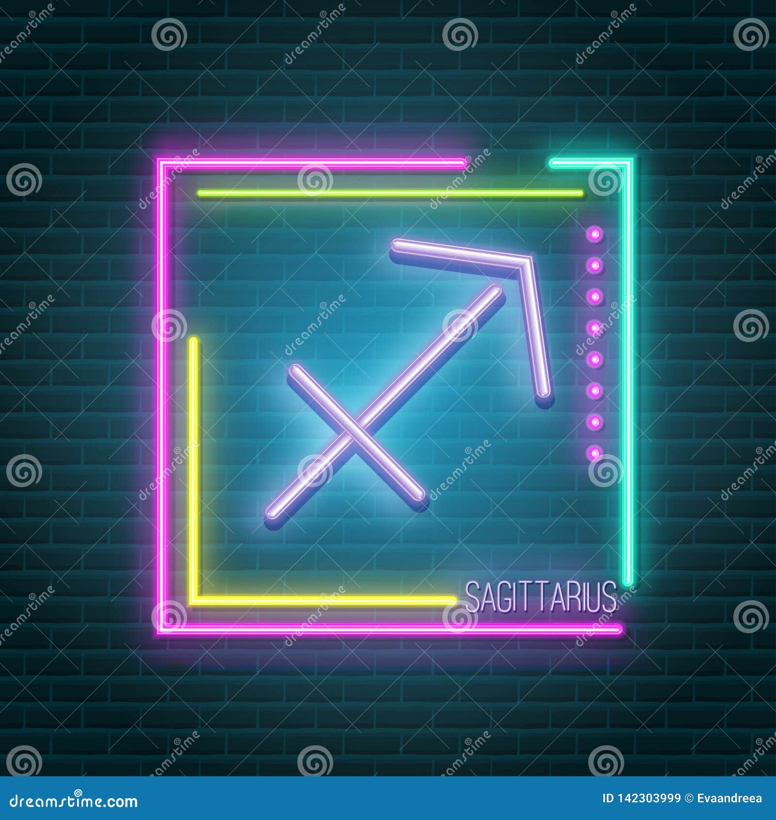 Sagittarius neon sign stock vector. Illustration of constellation ...