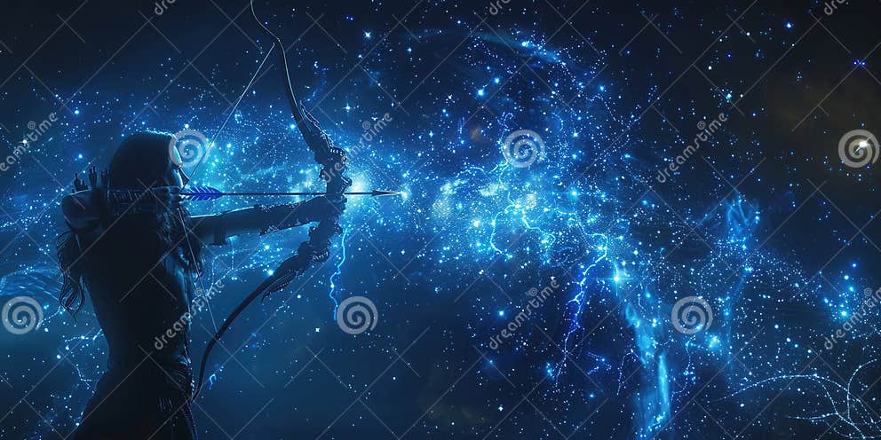 Sagittarius Pulls String of Bow with an Arrow Symbol of Constellation ...