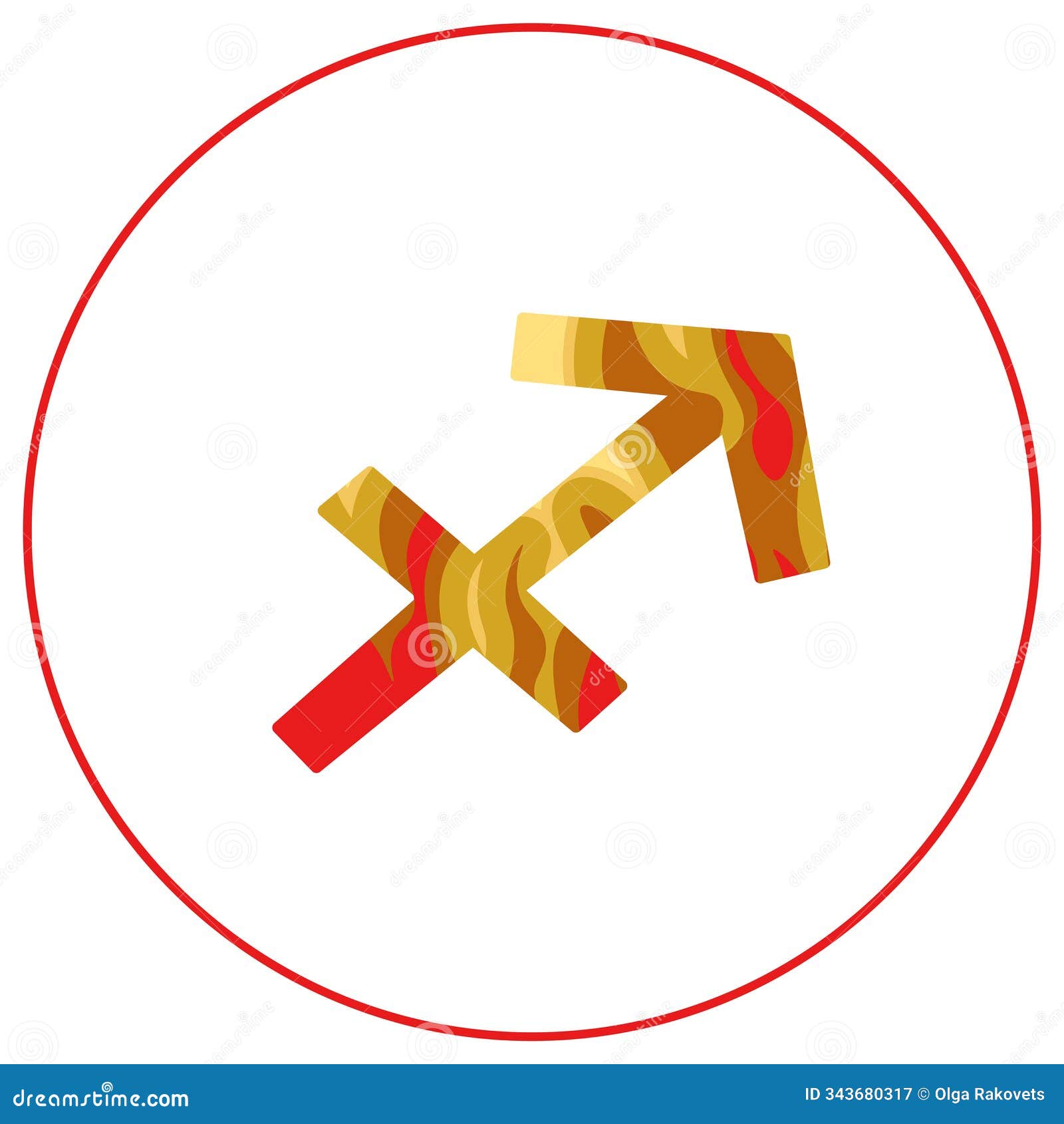 Sagittarius Zodiac Sign, Linear Icon of Horoscope Symbol in Round Frame ...
