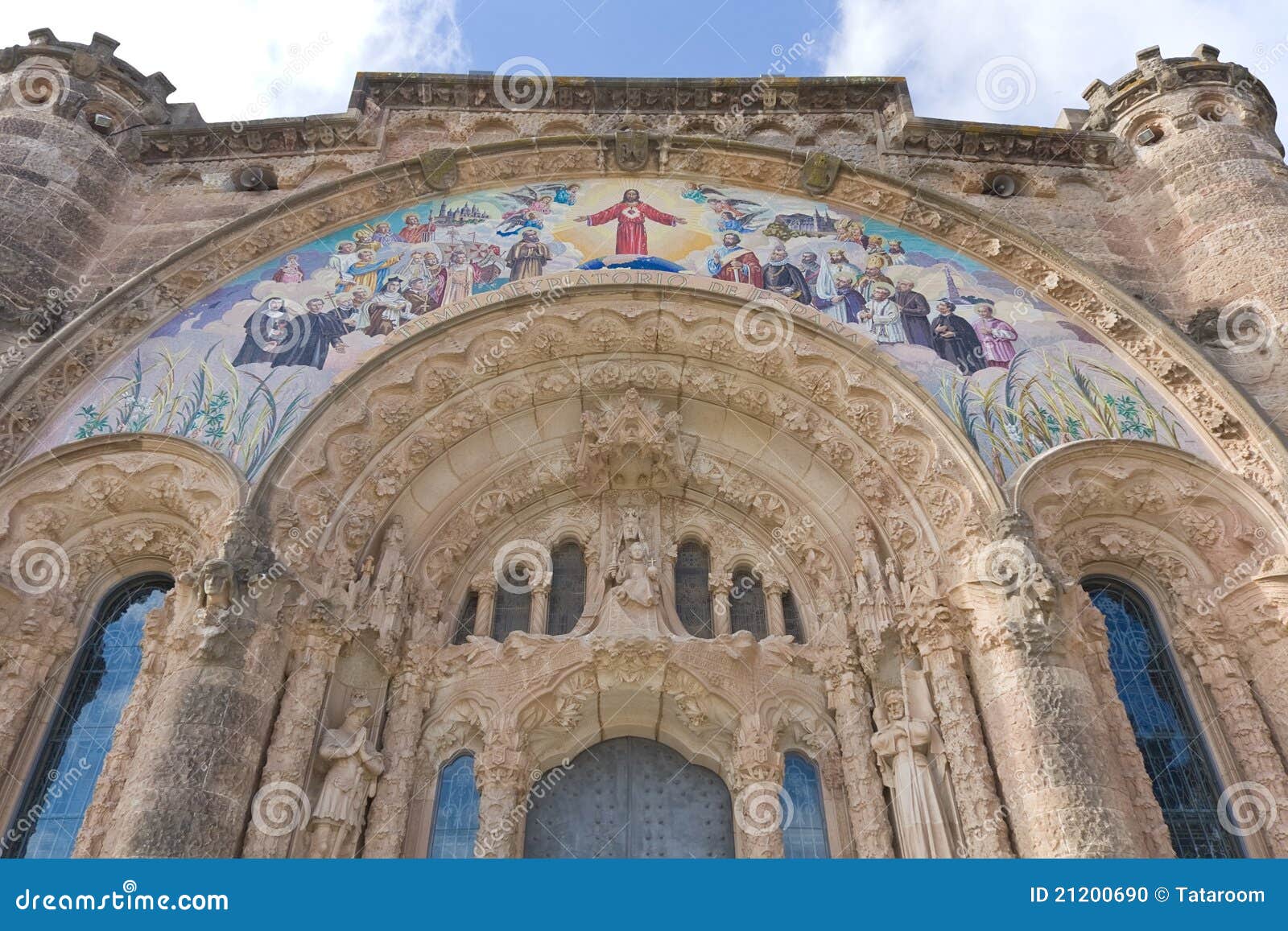 Sagrat Cor, front view stock photo. Image of jesus, tower - 21200690