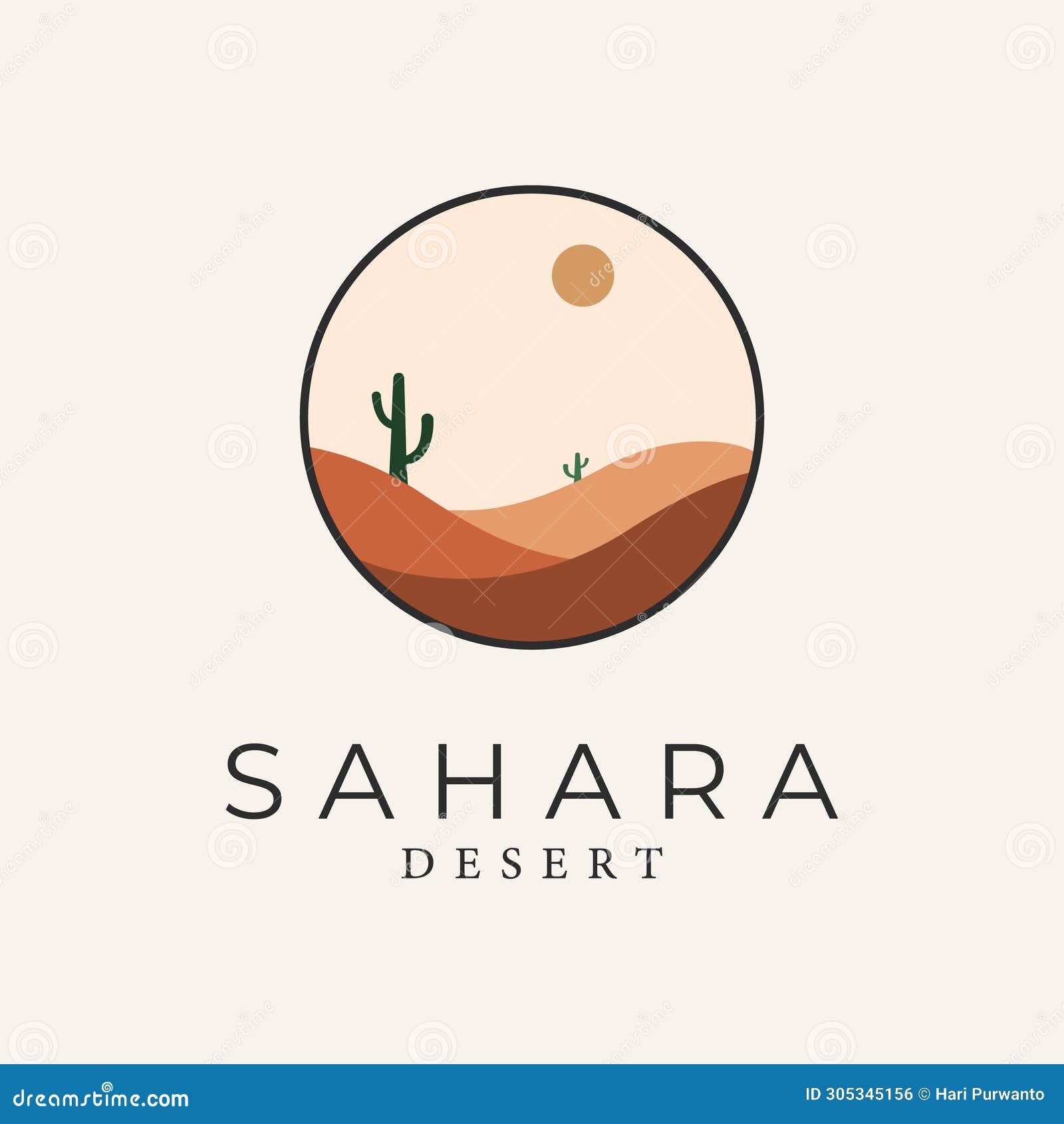 Sahara Desert Line Art Logo Design Vector Illustration Stock ...