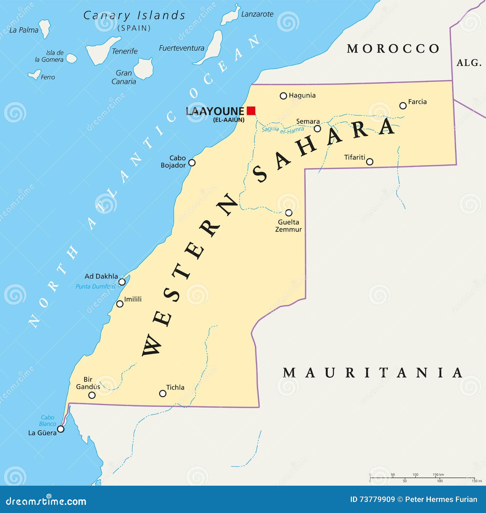 Sahara Political Map Occidental Ilustración del Vector - Ilustración de ...