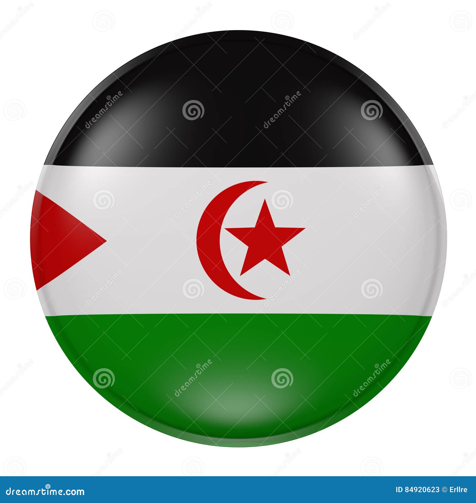Sahrawi Arab Democratic Republic Button on White Background Stock ...