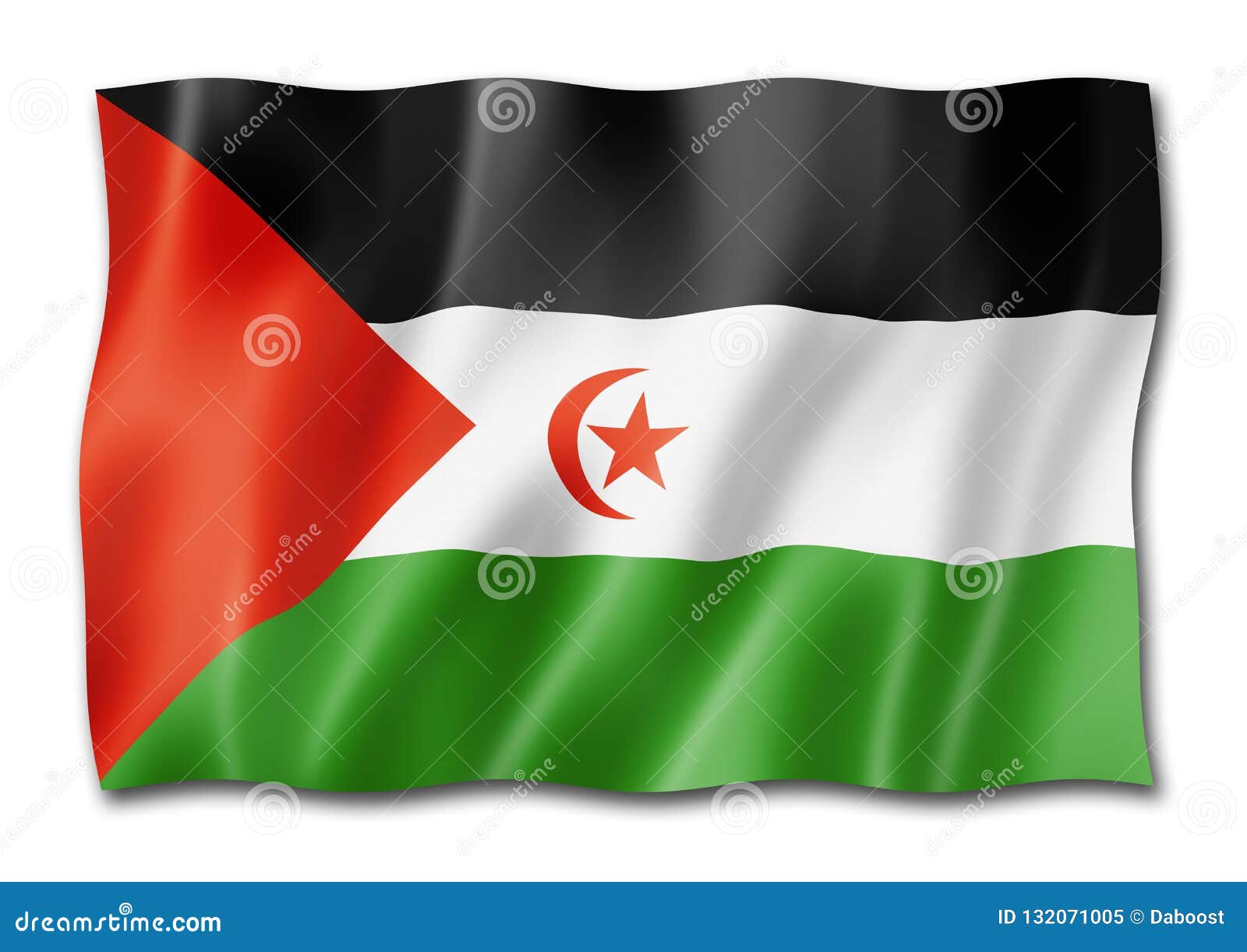 Sahrawi Flag Isolated on White Stock Illustration - Illustration of ...
