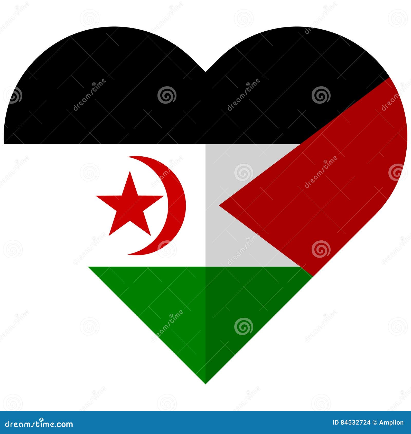 Sahrawi Arab Flat Heart Flag Stock Vector - Illustration of badge ...