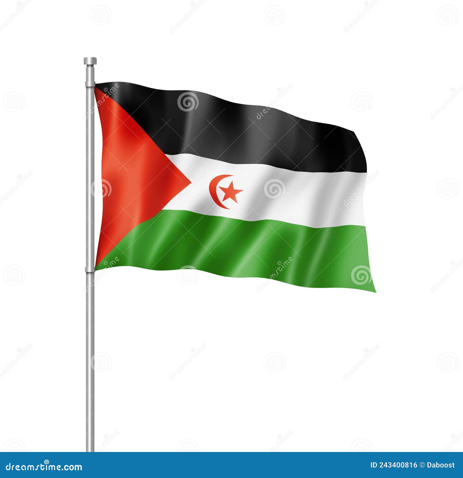 Sahrawi Flag Isolated on White Stock Illustration - Illustration of ...