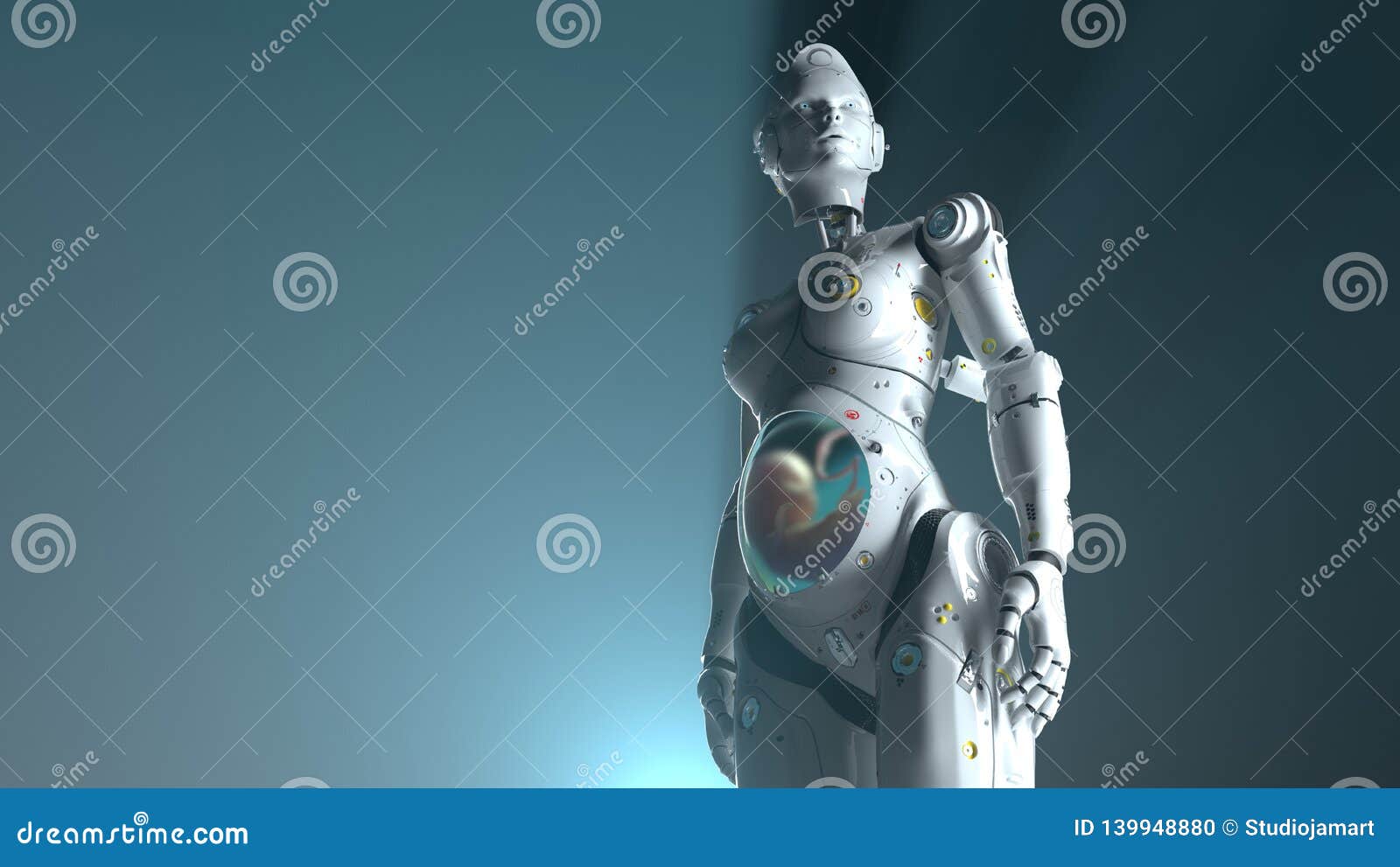 Sai fi robots 3d render stock illustration. Illustration of technology ...