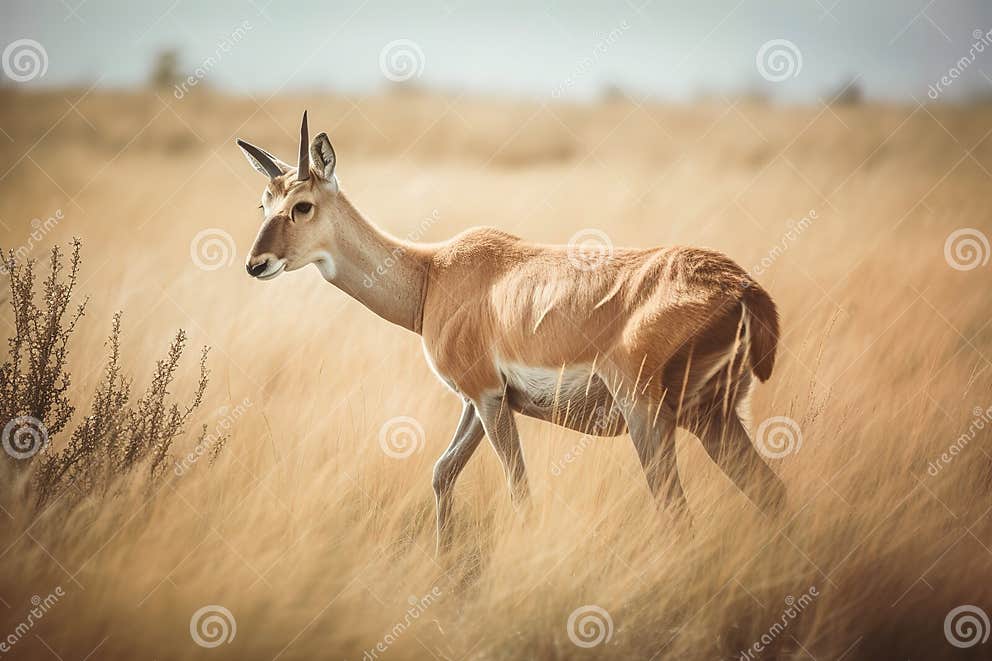 Saiga Antelope this Critically Endangered Antelop. Generative AI Stock ...