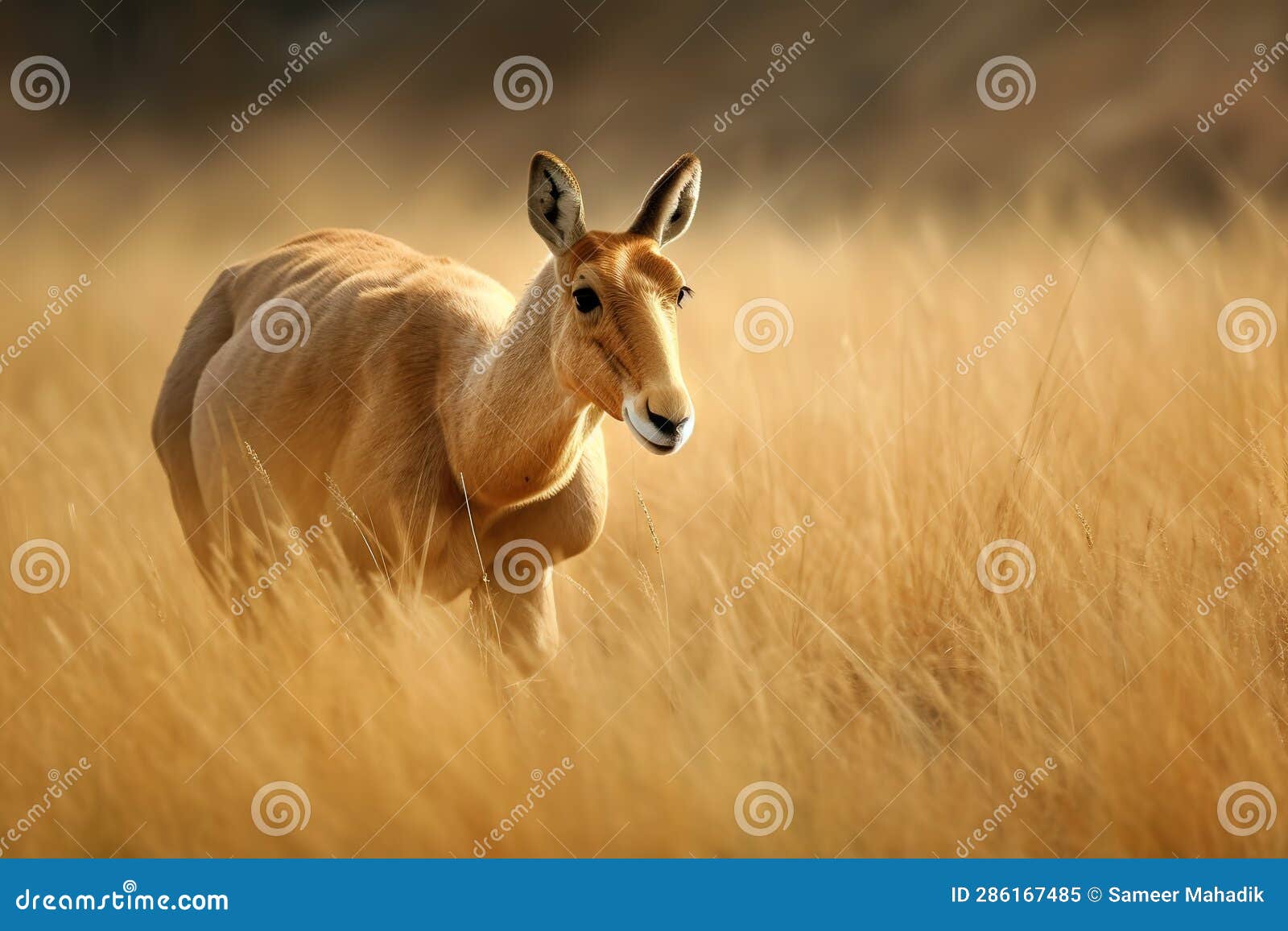 Saiga Antelope this Critically Endangered Antelop. Generative AI Stock ...