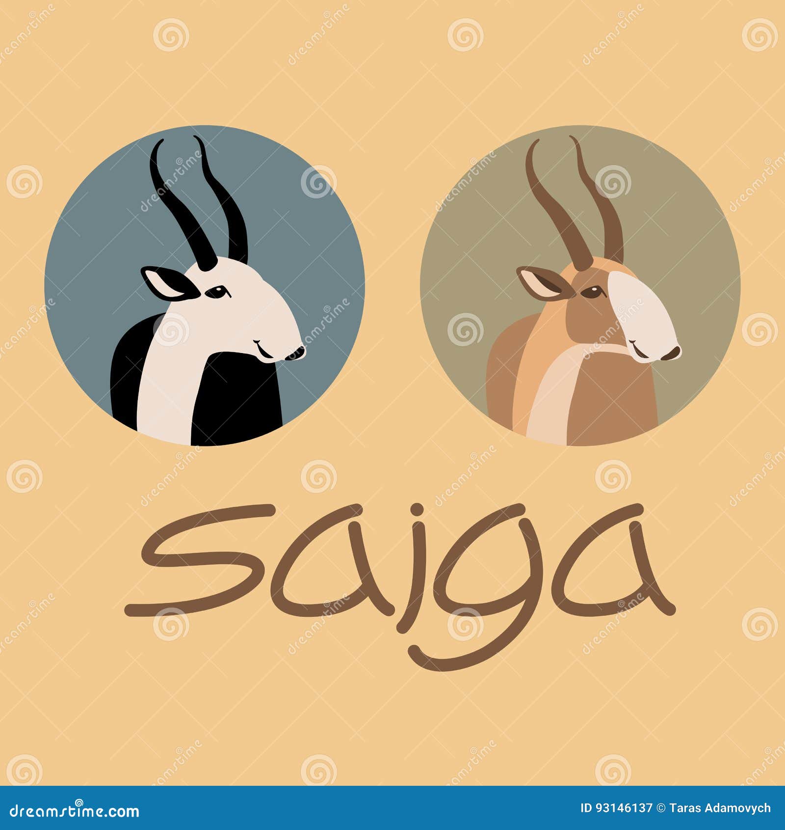 Saiga Antelope. Vector Color Clipart And Silhouette | CartoonDealer.com ...