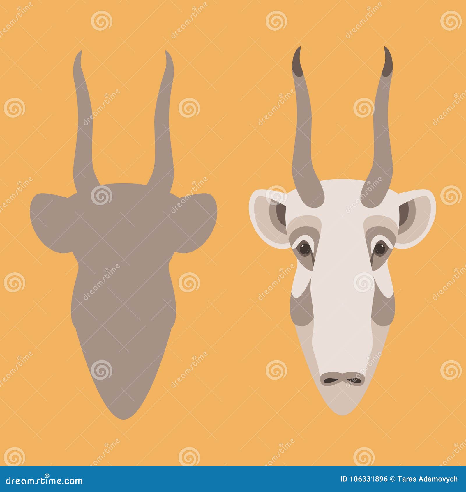 Saiga Face Head Vector Illustration Flat Style Front Stock Vector ...