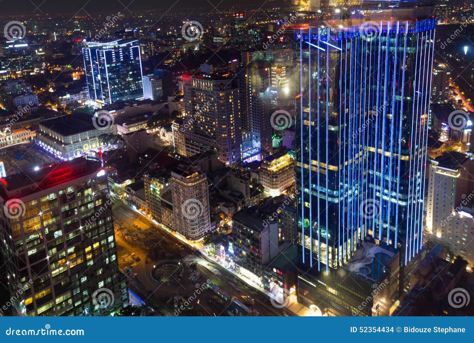Saigon night cityscape editorial stock image. Image of exposure - 52354434