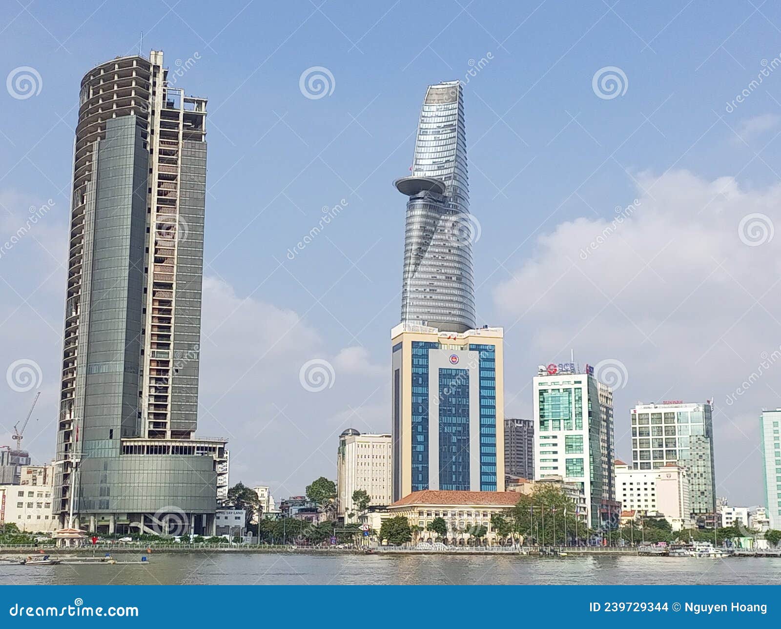 Saigon riverside view editorial stock image. Image of building - 239729344